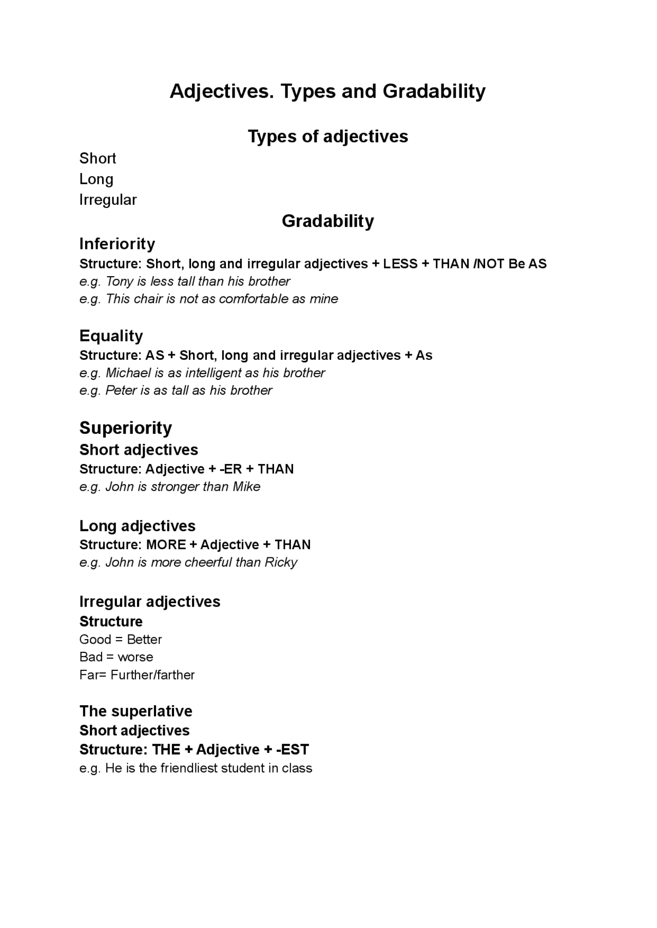 Adjective Types and Gradability | Esquemas y mapas conceptuales de ...