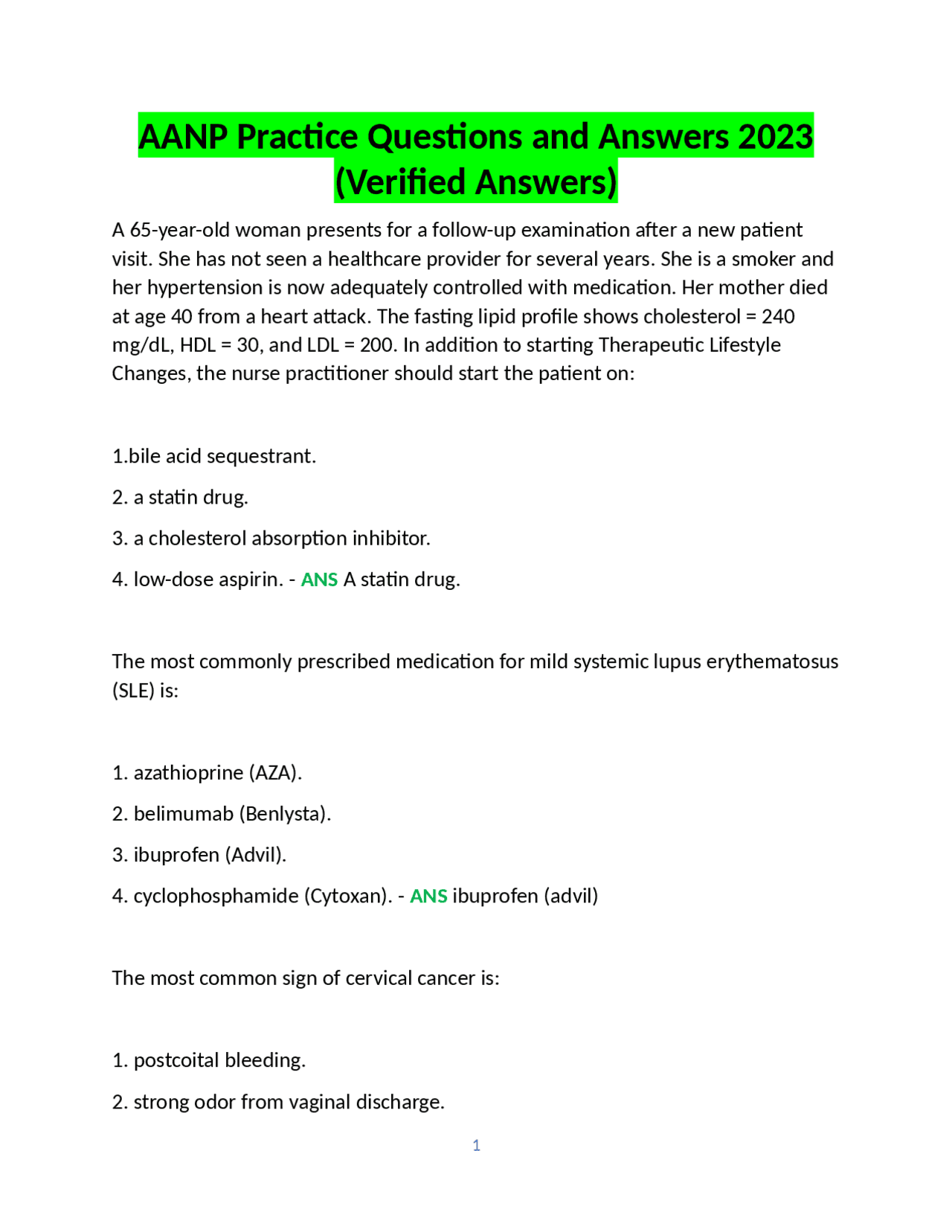 AANP Practice Questions and Answers 2023 (Verified Answers) | Exams ...