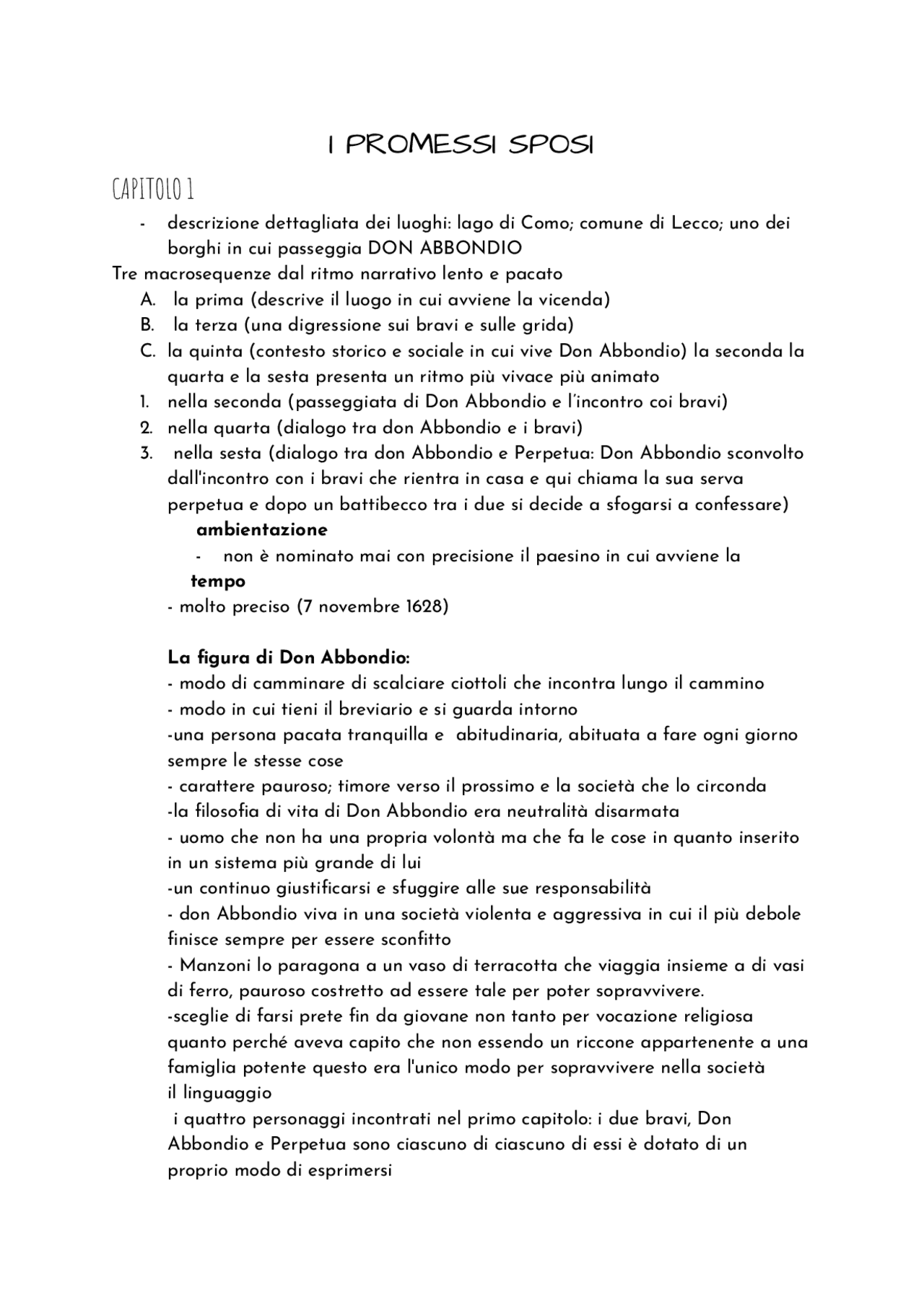 Analisi del primo capitolo de I Promessi Sposi | Appunti di Italiano | Docsity