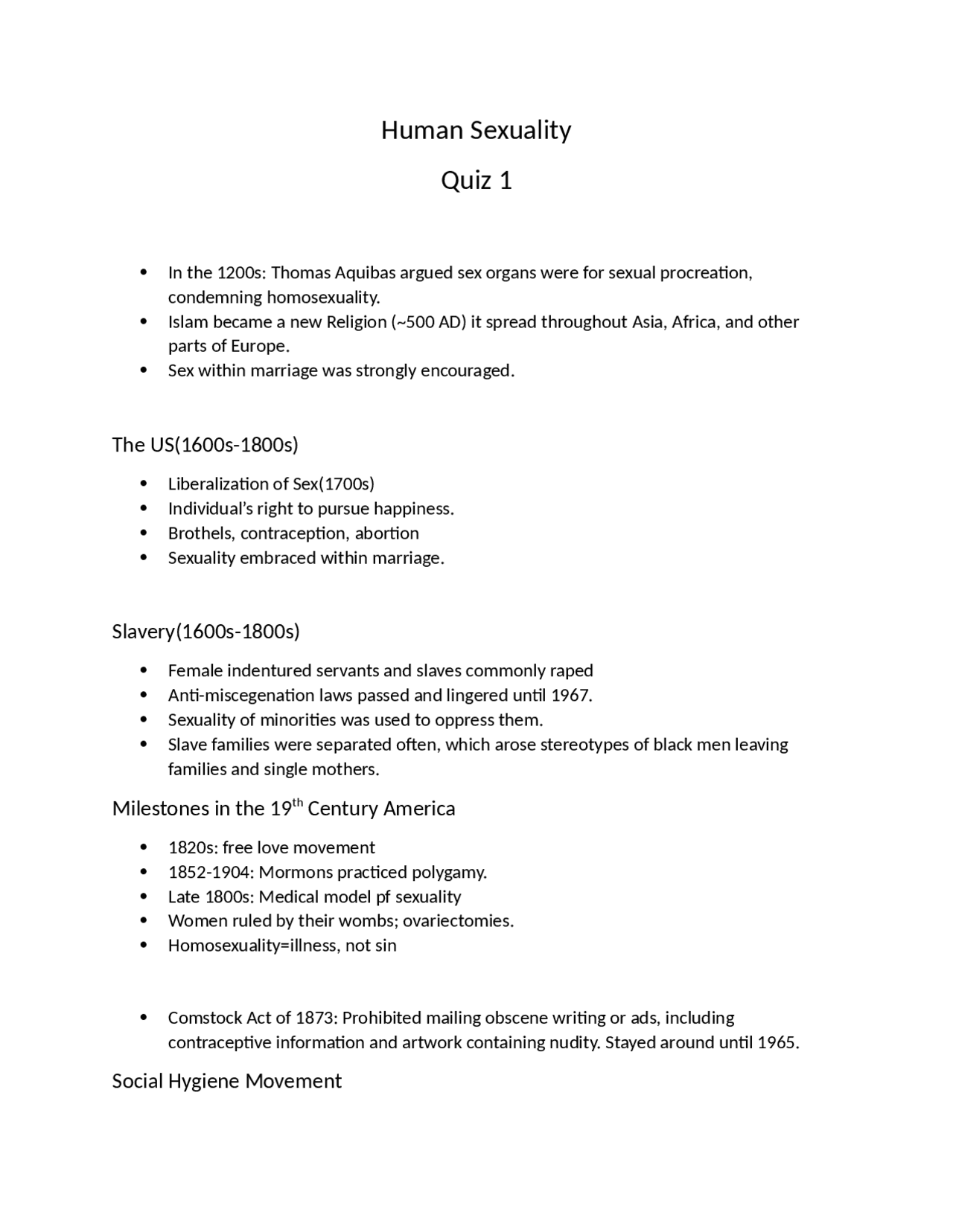 Human Sexuality Quiz 1 Study Guide | Study Guides, Projects, Research ...
