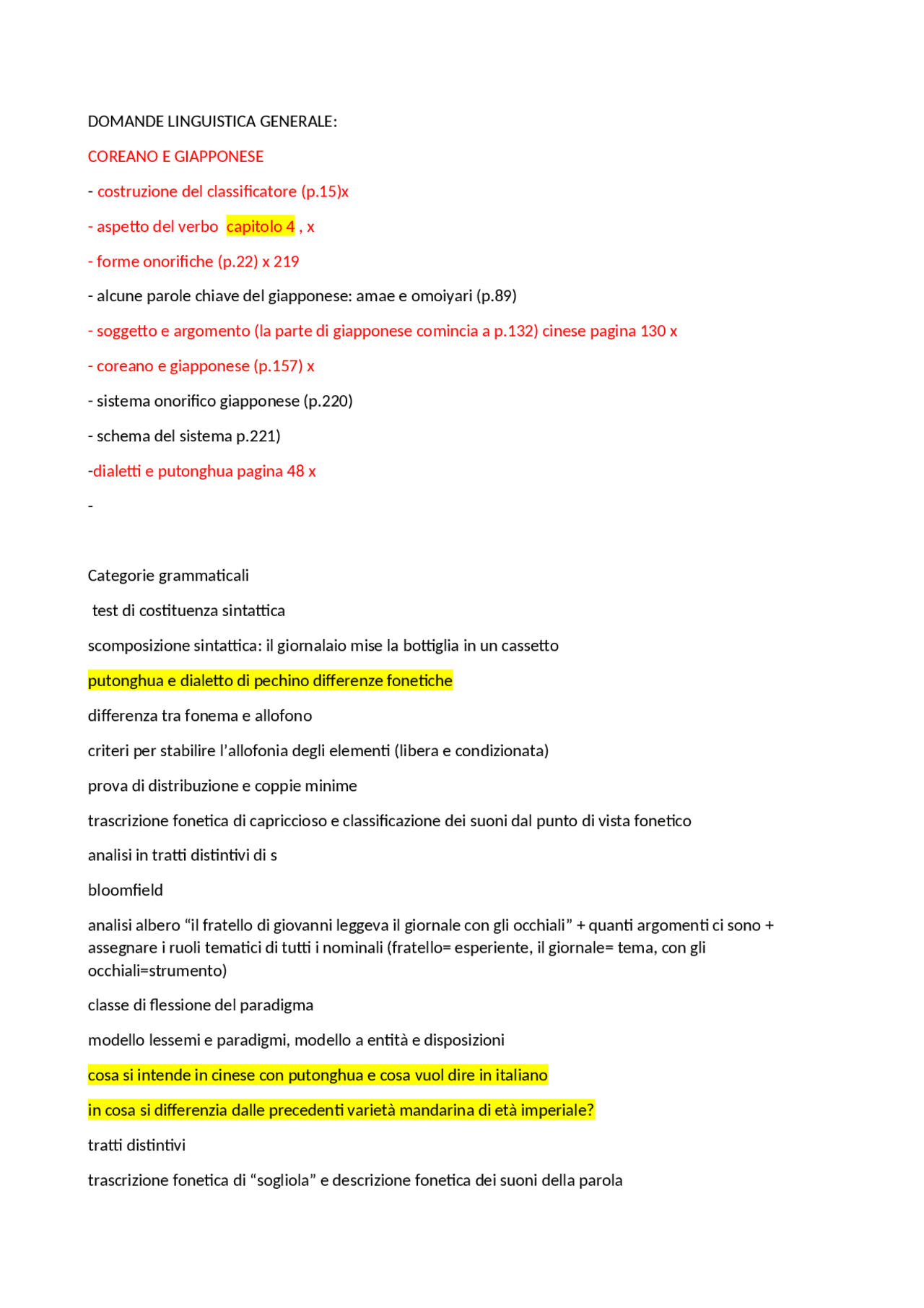 Domande Linguistica Generale Prove Desame Di Linguistica Generale