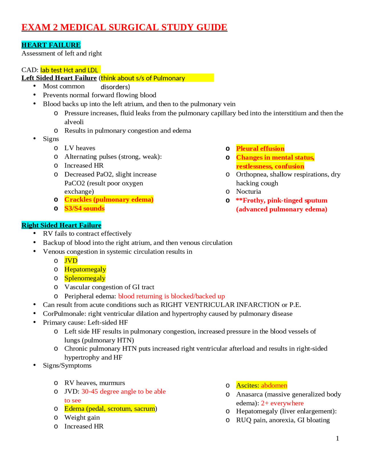 Exam_2_medical_surgical_study_guide.docx | Exams Nursing | Docsity