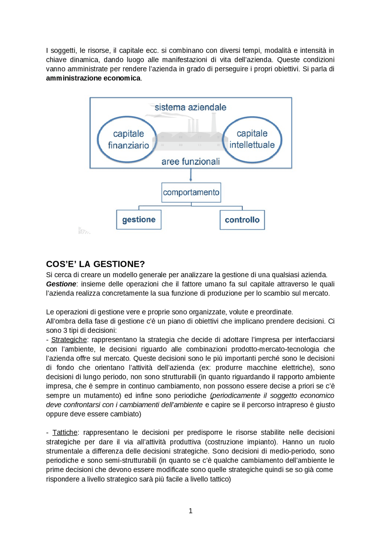 Economia Aziendale: La Gestione (Seconda parte) | Appunti di Economia Aziendale | Docsity