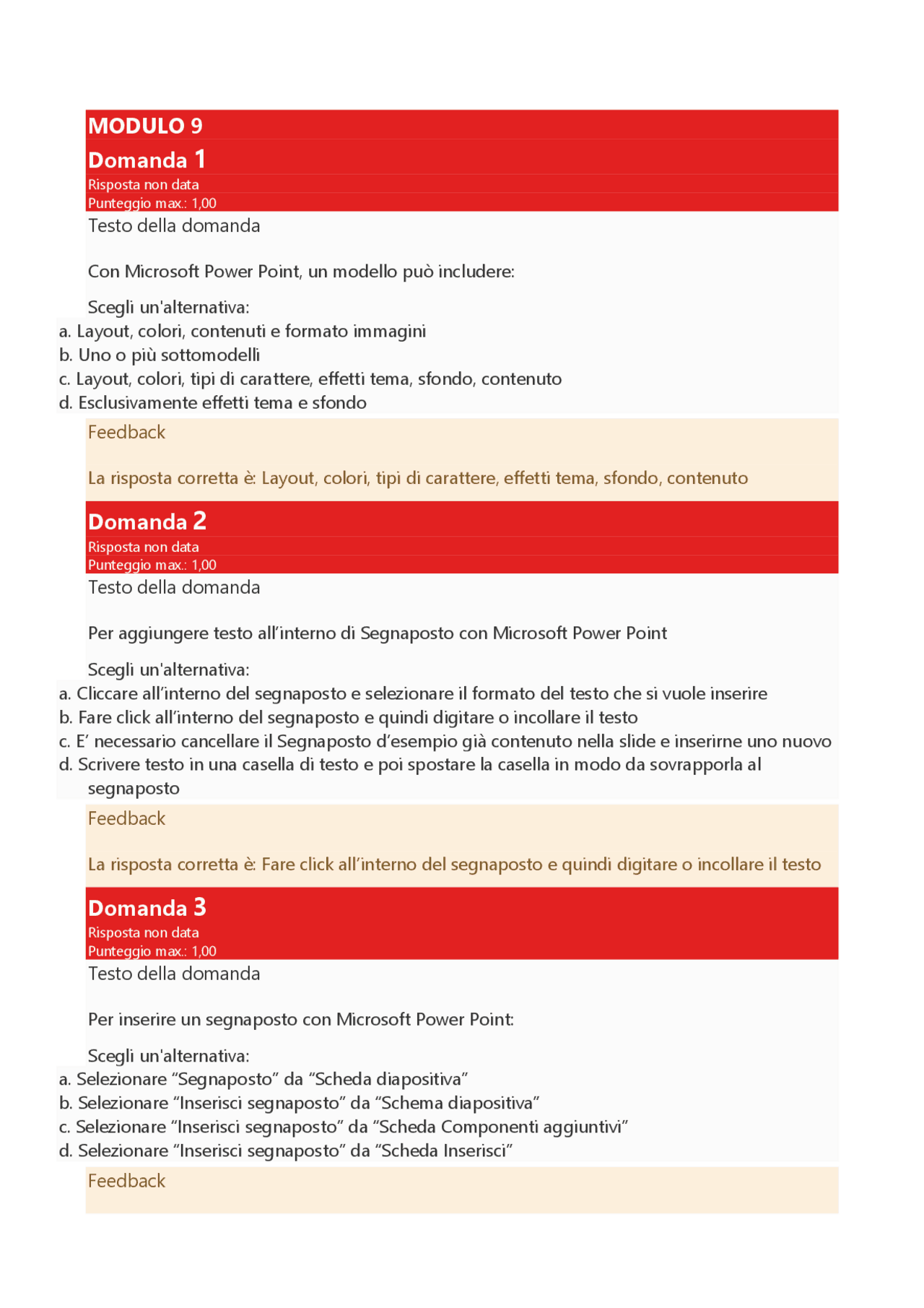 eirsaf full ata modulo 9 | Prove d'esame di Informatica | Docsity