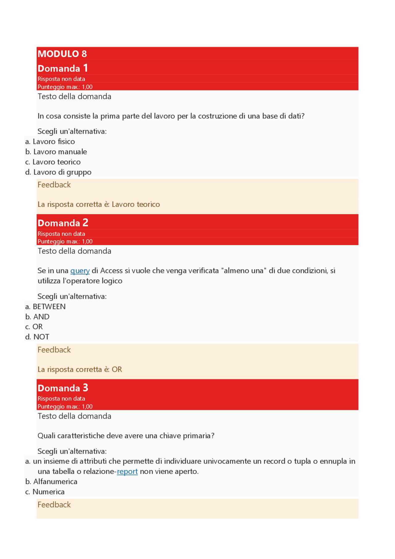 Eirsaf Full Modulo 8 Prove Desame Di Informatica Docsity