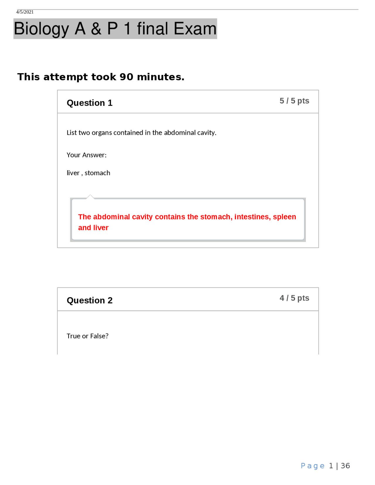 Biology A And P 1 Final Exam Questions And Answers 2023 Exams Applied Biology Docsity