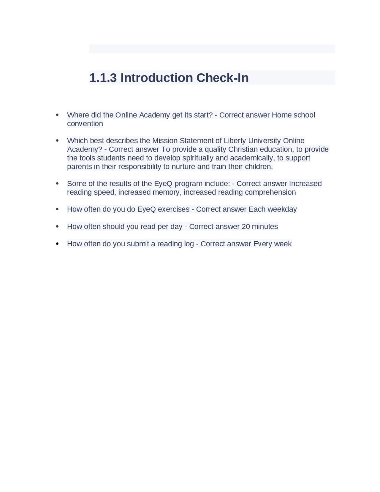 1.1.3 Introduction Check-In | Exams English Language | Docsity