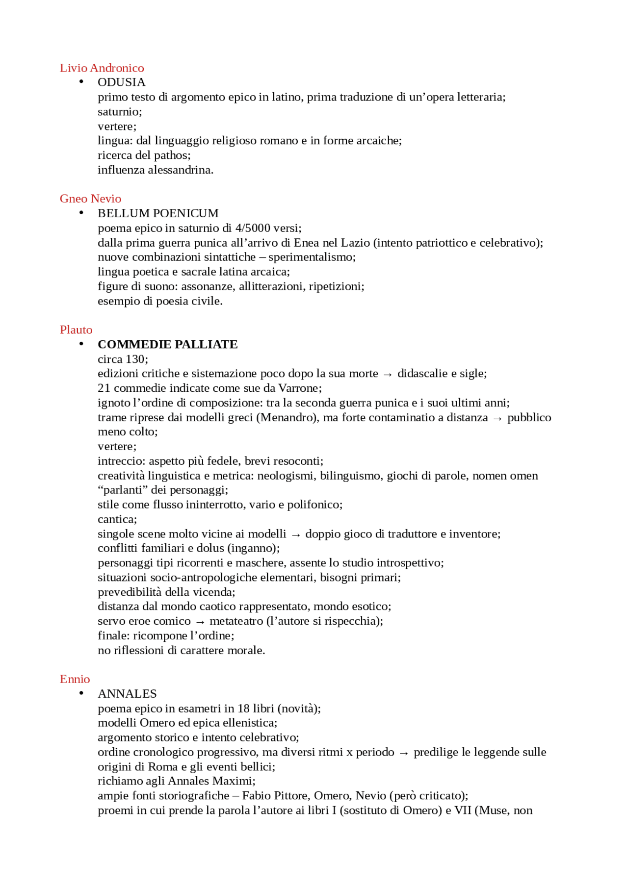 Riassunto letteratura latina | Appunti di Letteratura latina | Docsity