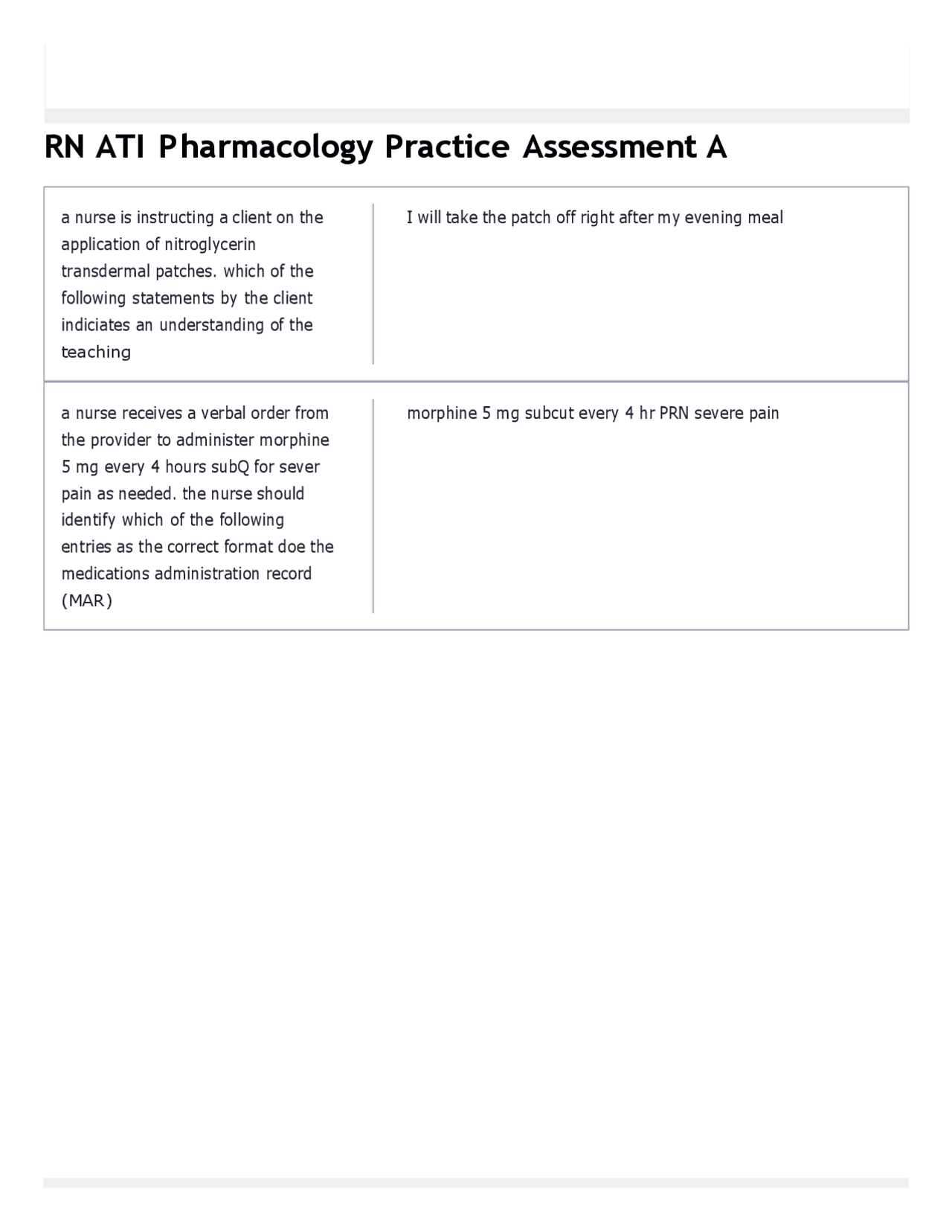 RN ATI Pharmacology Practice Assessment A|RN ATI Pharmacology Practice ...