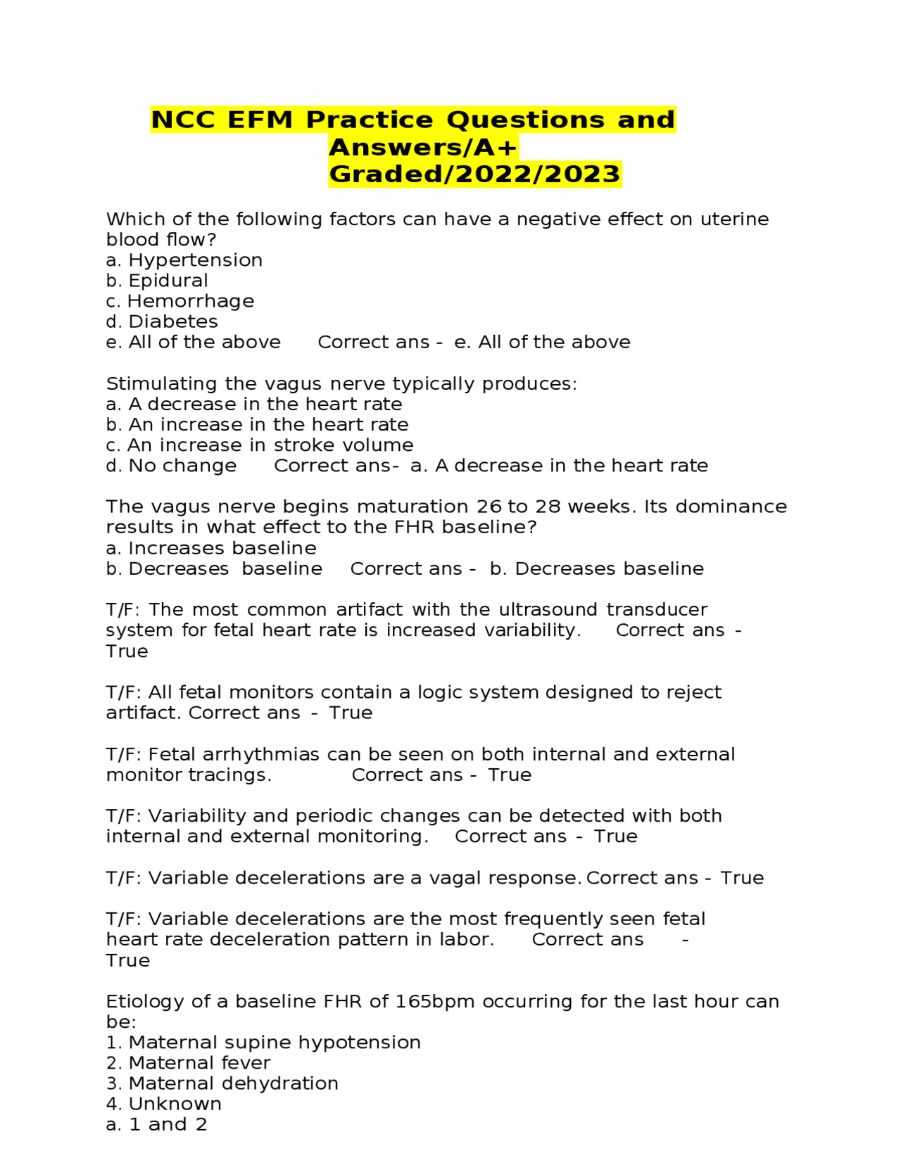 NCC EFM Practice Questions and Answers/A+ Graded/2022/2023 | Exams ...