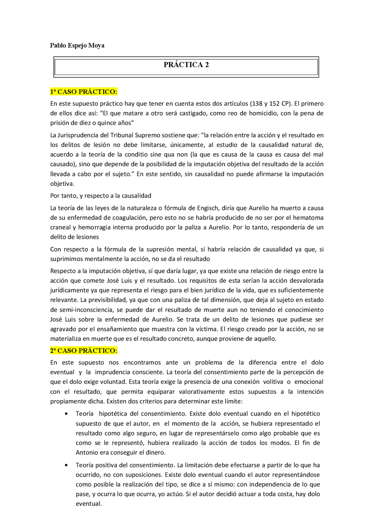 Práctica Derecho Penal Ejercicios De Derecho Procesal Penal Docsity