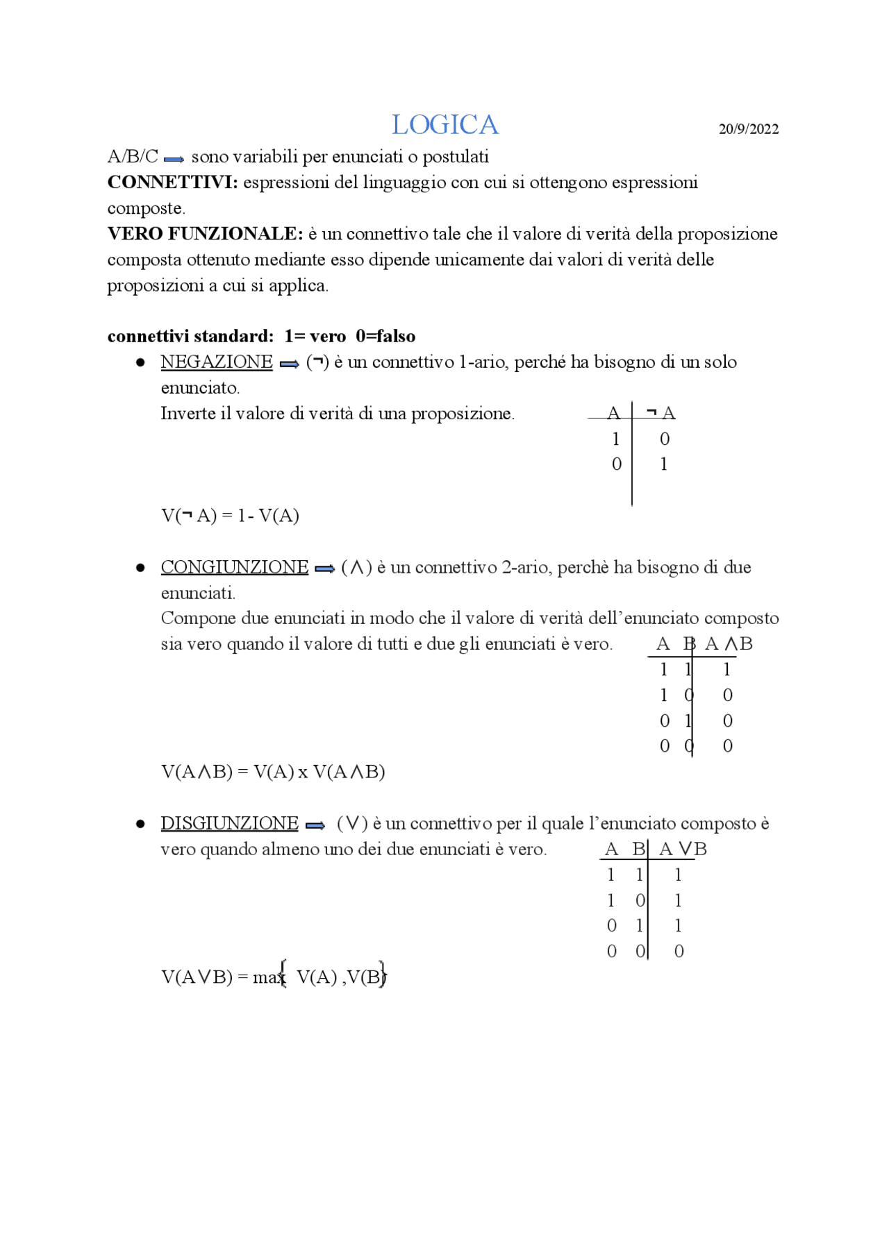 Formule trattate al corso di logica | Schemi e mappe concettuali di ...