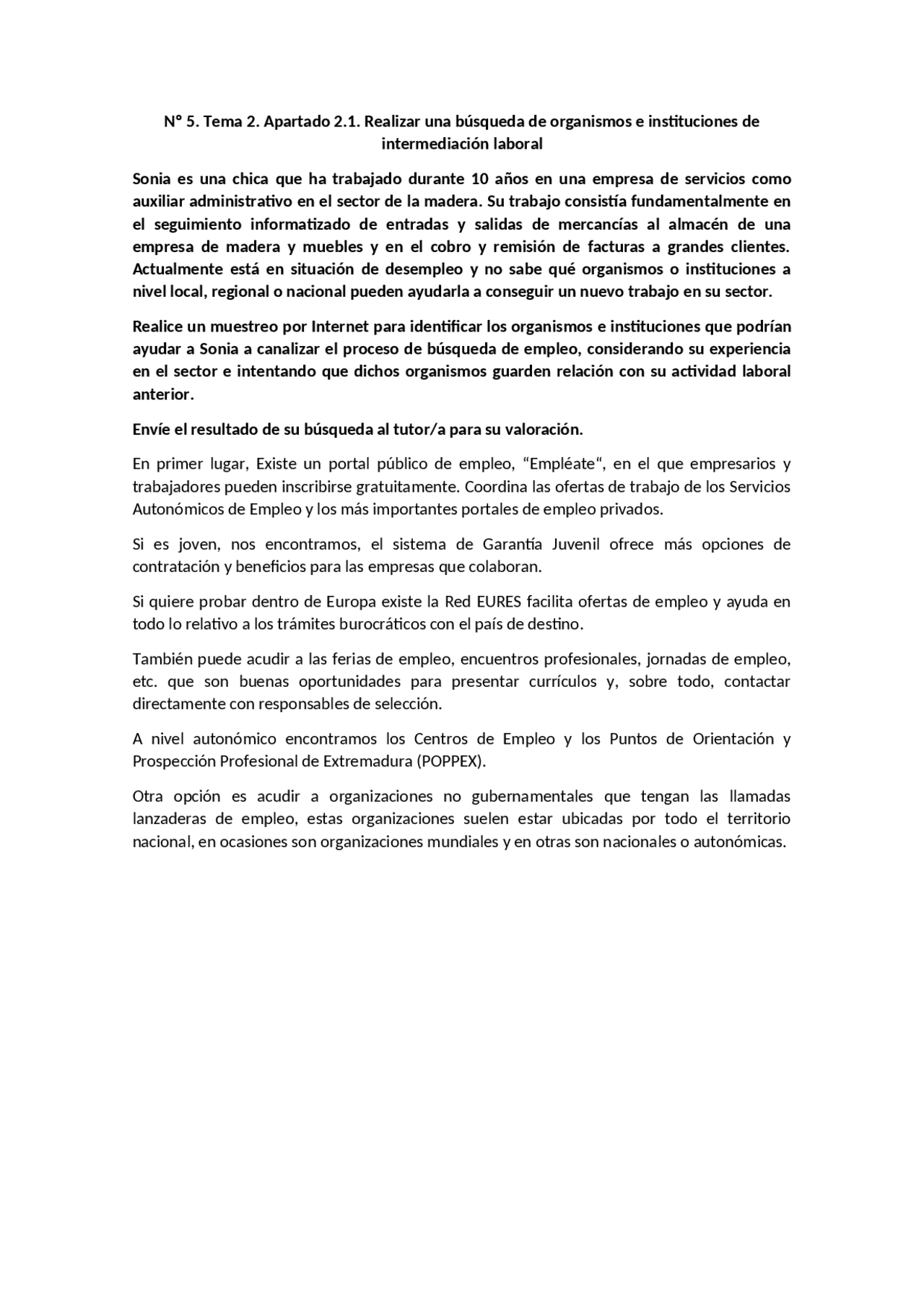 Nº 5. Tema 2. Apartado 2.1. Realizar una búsqueda de organismos e instituciones de interme ...