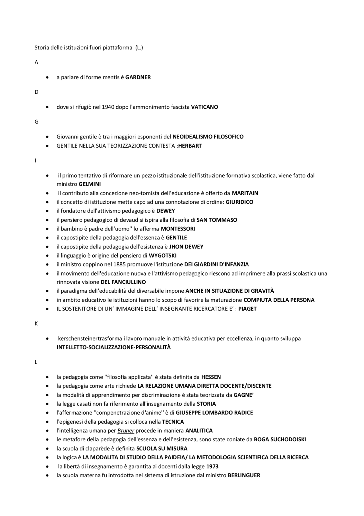Storia Delle Istituzioni Educative Domande Fuori Piattaforma