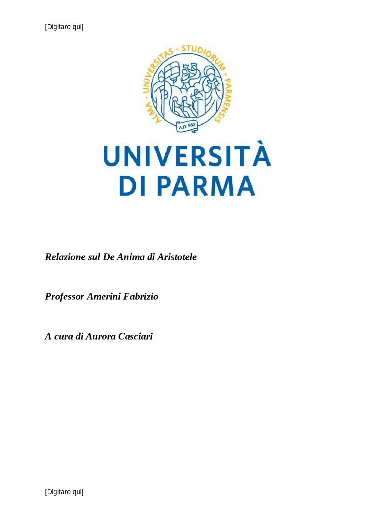 Relazione De Anima di Aristotele | Appunti di Storia della filosofia ...