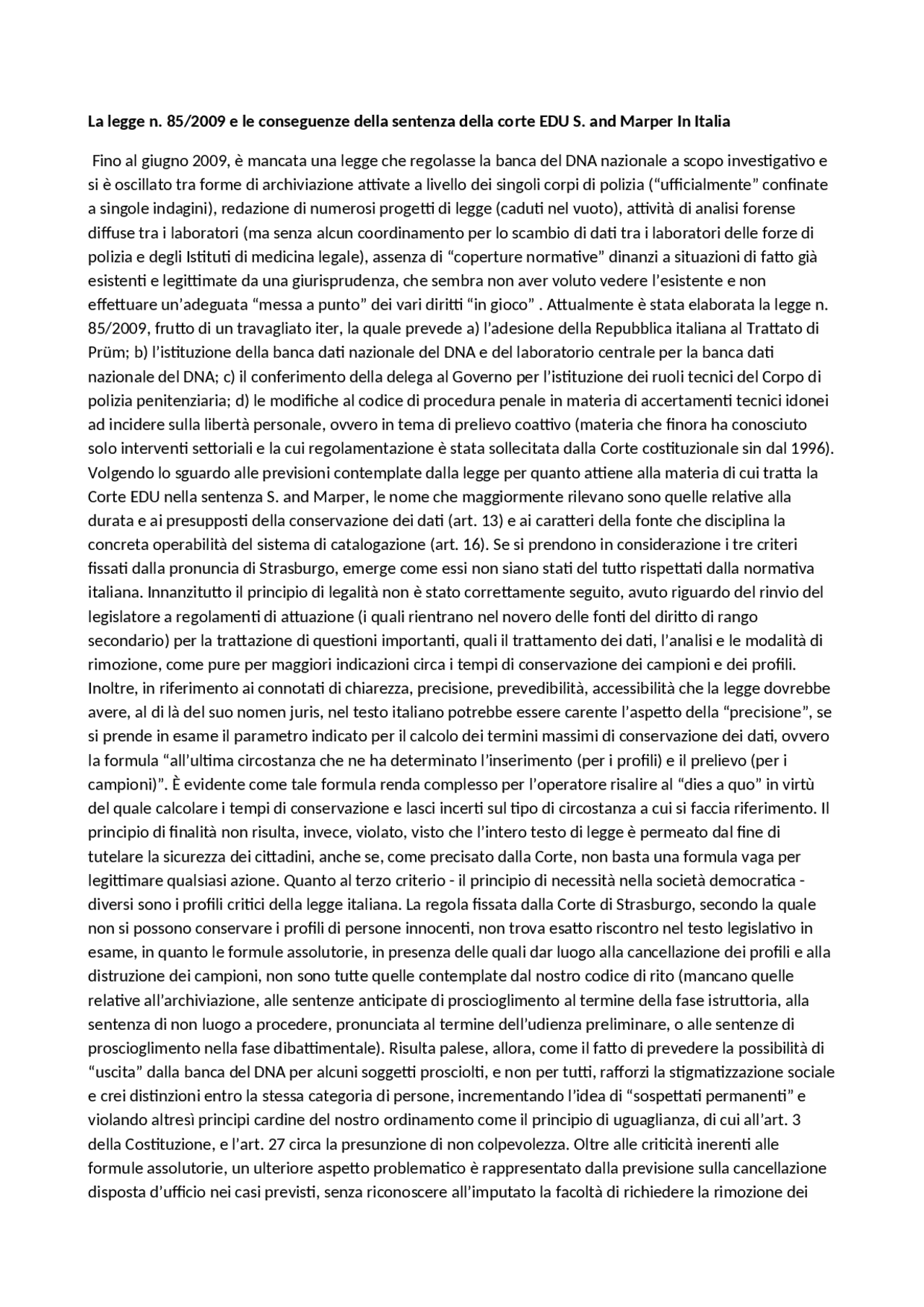 Le Indagini Preliminari Sullaccertamento Del Dna Appunti Di Diritto
