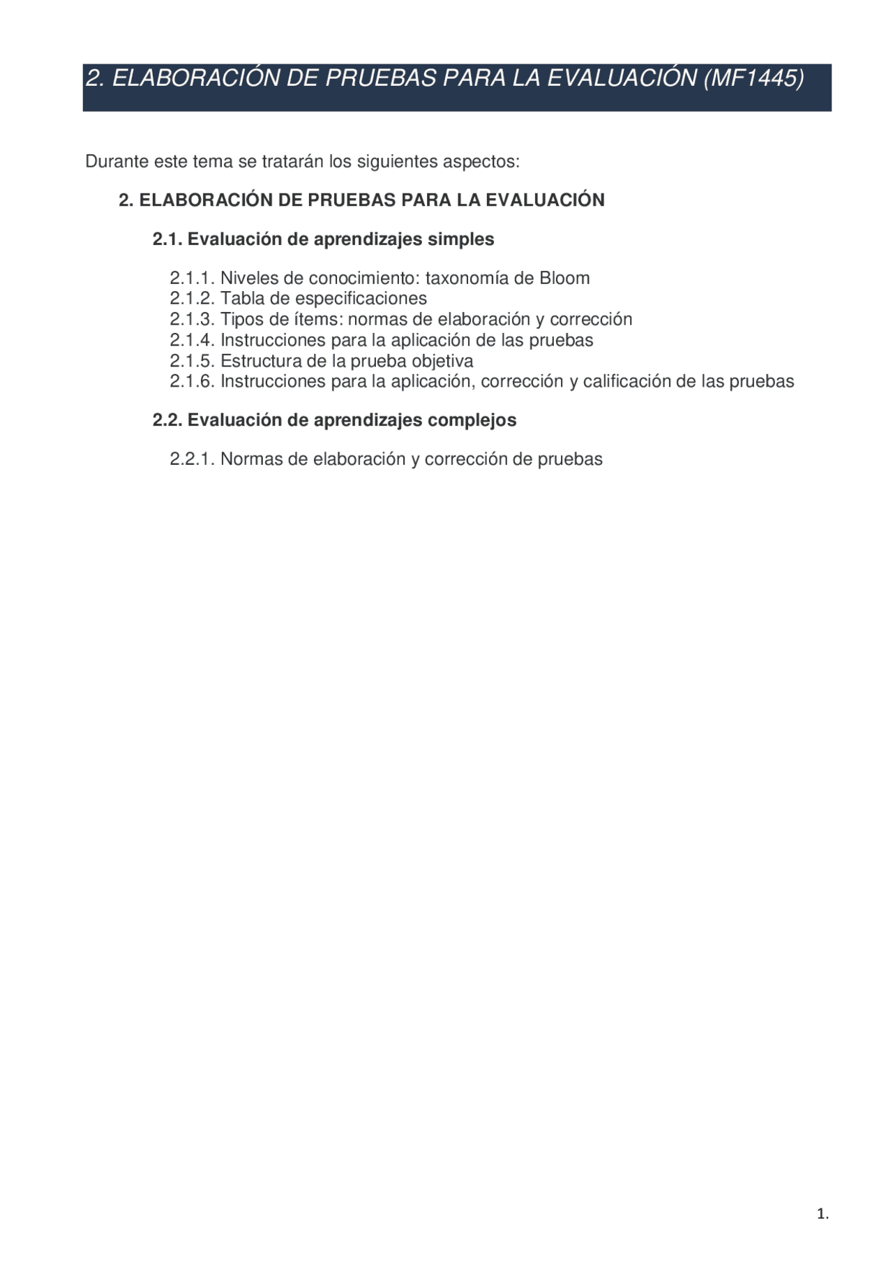 Ud02 ElaboraciÓn De Pruebas Para La EvaluaciÓn Mf1445 Resúmenes