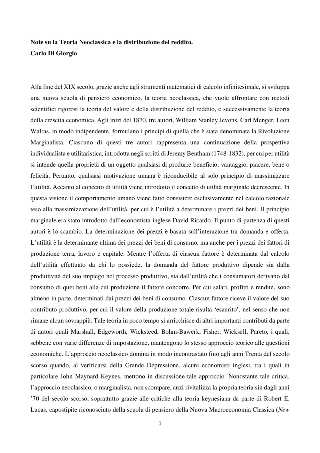 Dispense Modello Neoclassico Dispense Di Macroeconomia Docsity