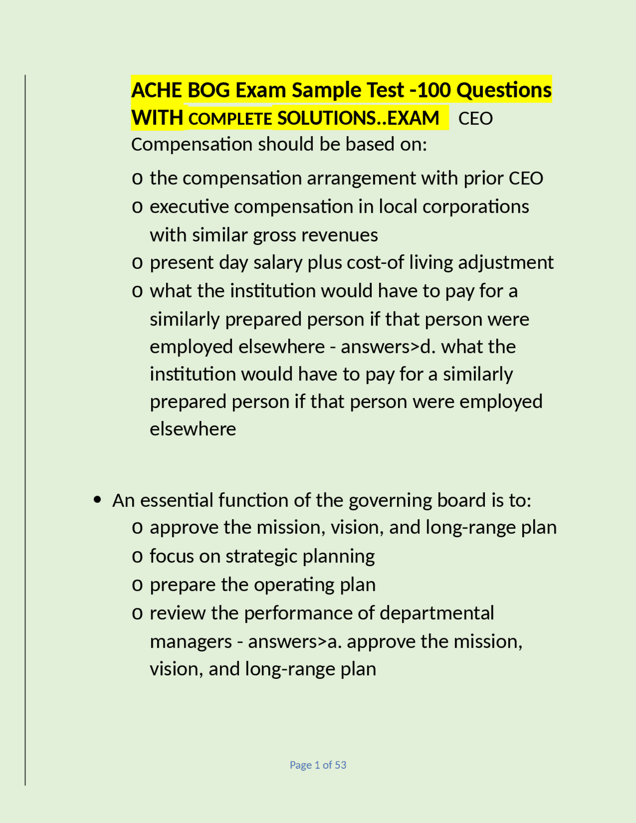 ACHE BOG EXAMS 2023 SAMPLE TESTS QUESTIONS WITH COMPLETE SOLUTION ...