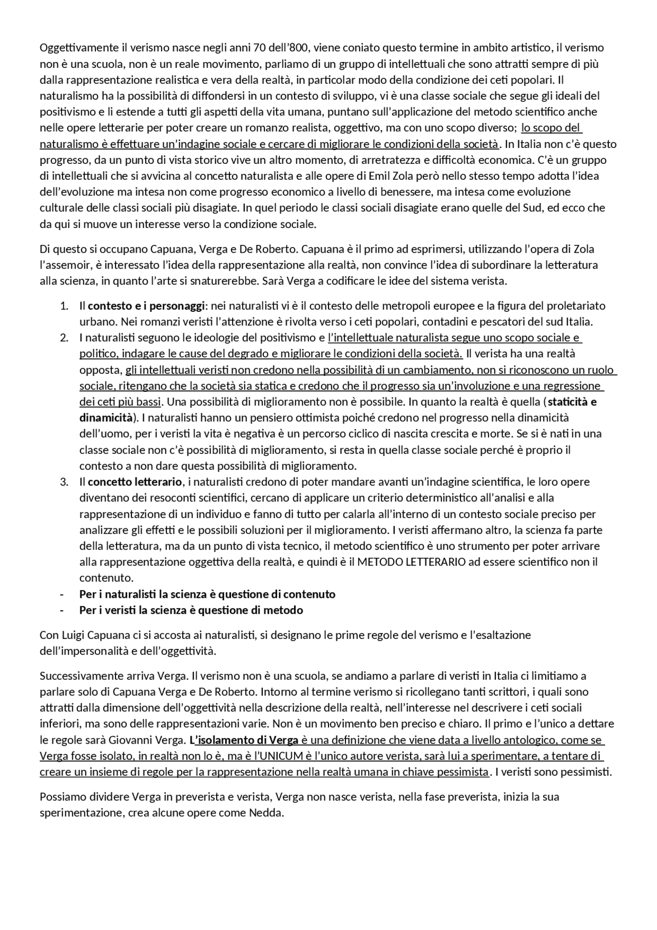 Verismo E Naturalismo Appunti Di Italiano Docsity
