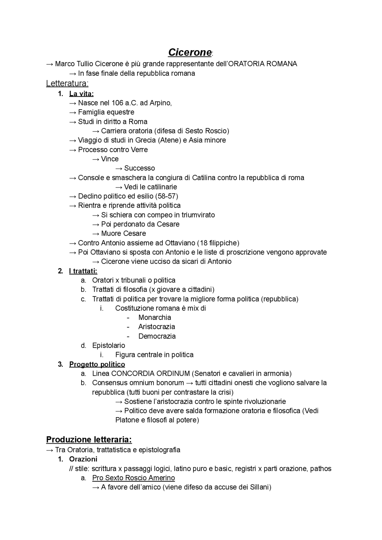 Cicerone: vita, opere, stile, versioni ed analisi | Schemi e mappe ...