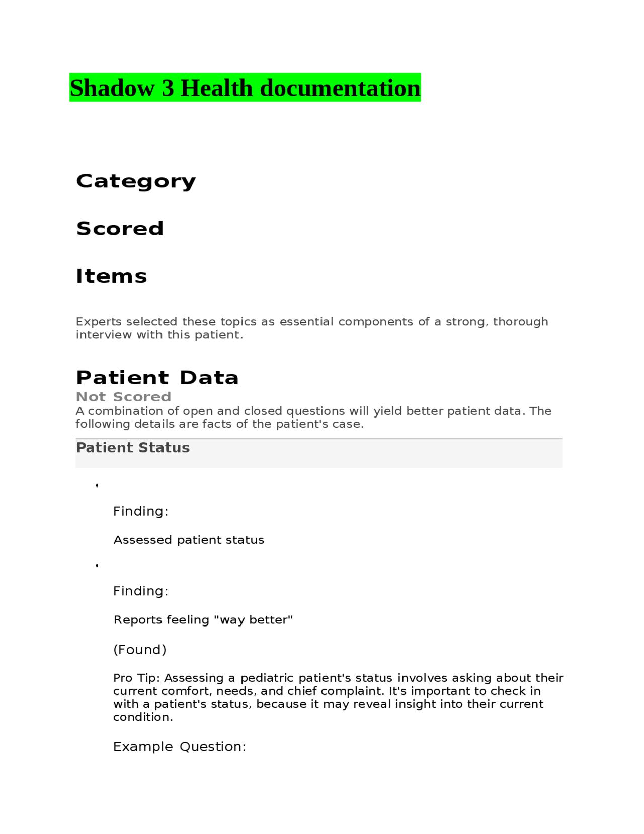 Shadow 3 Health documentation | Study Guides, Projects, Research ...