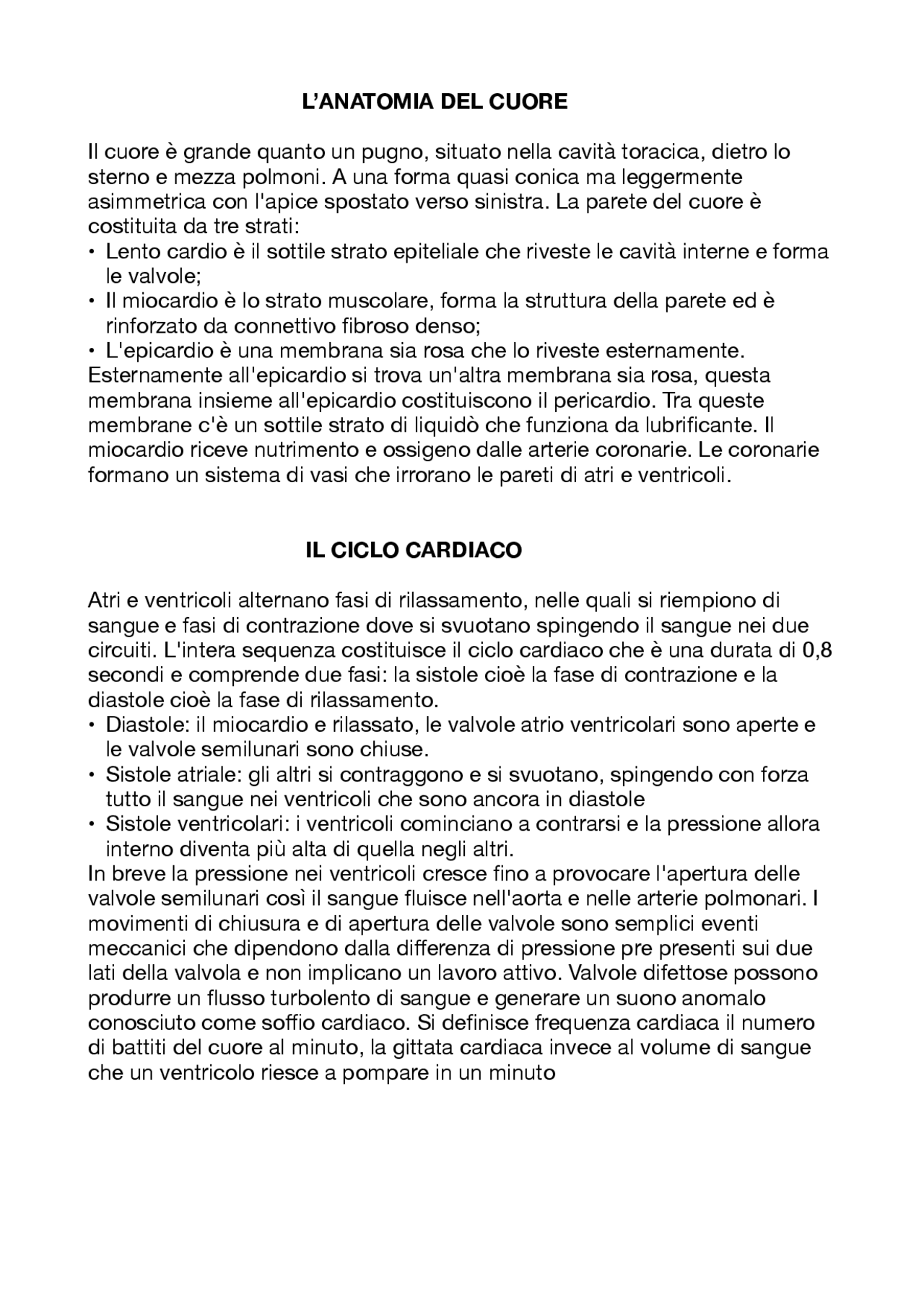 Anatomia Del Cuore E Ciclo Cardiaco Schemi E Mappe Concettuali Di