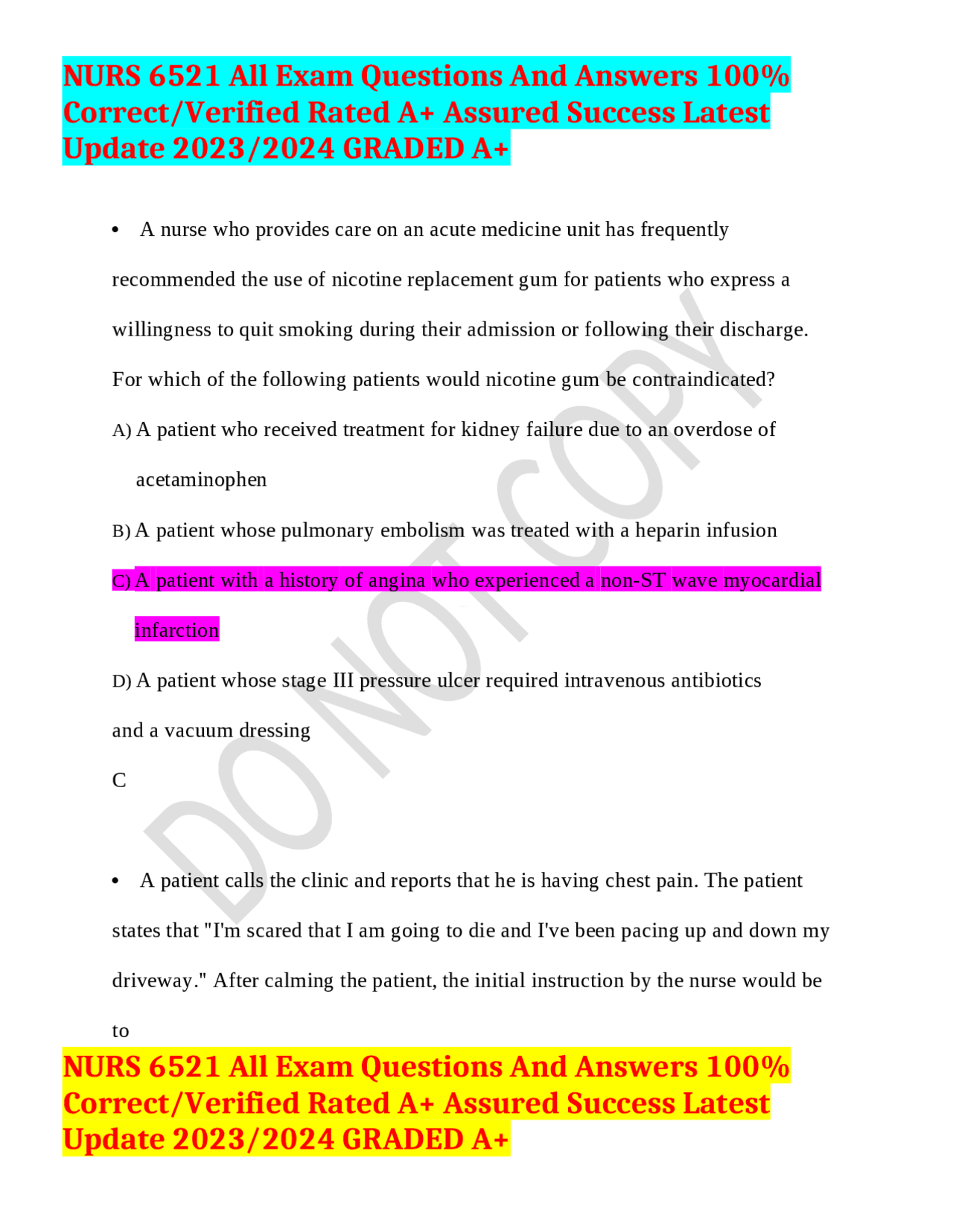 Nurs 6521 All Exam Questions And Answers 100 Correctverified Rated A