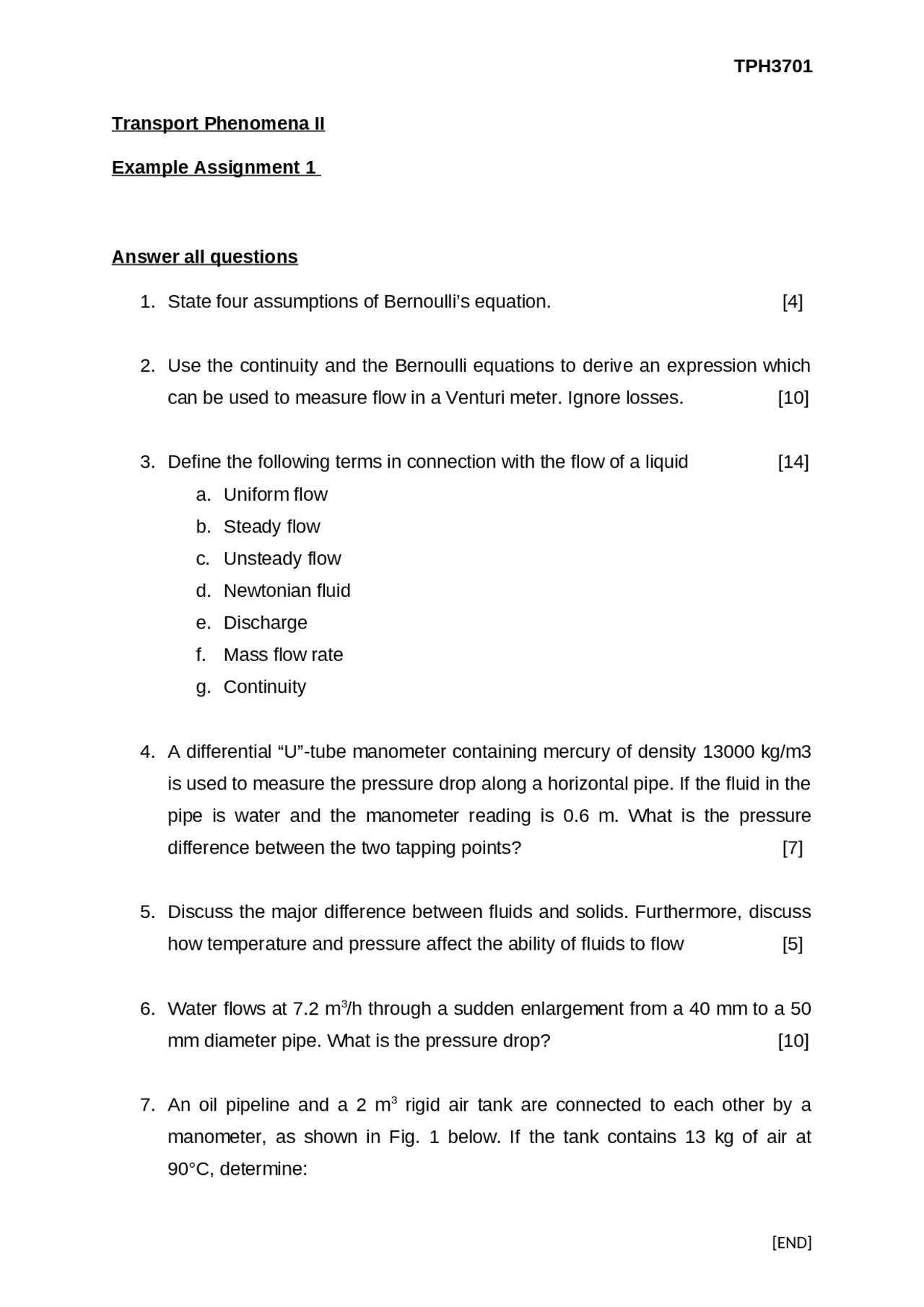 transport phenomena questions | Assignments Transportation Engineering | Docsity