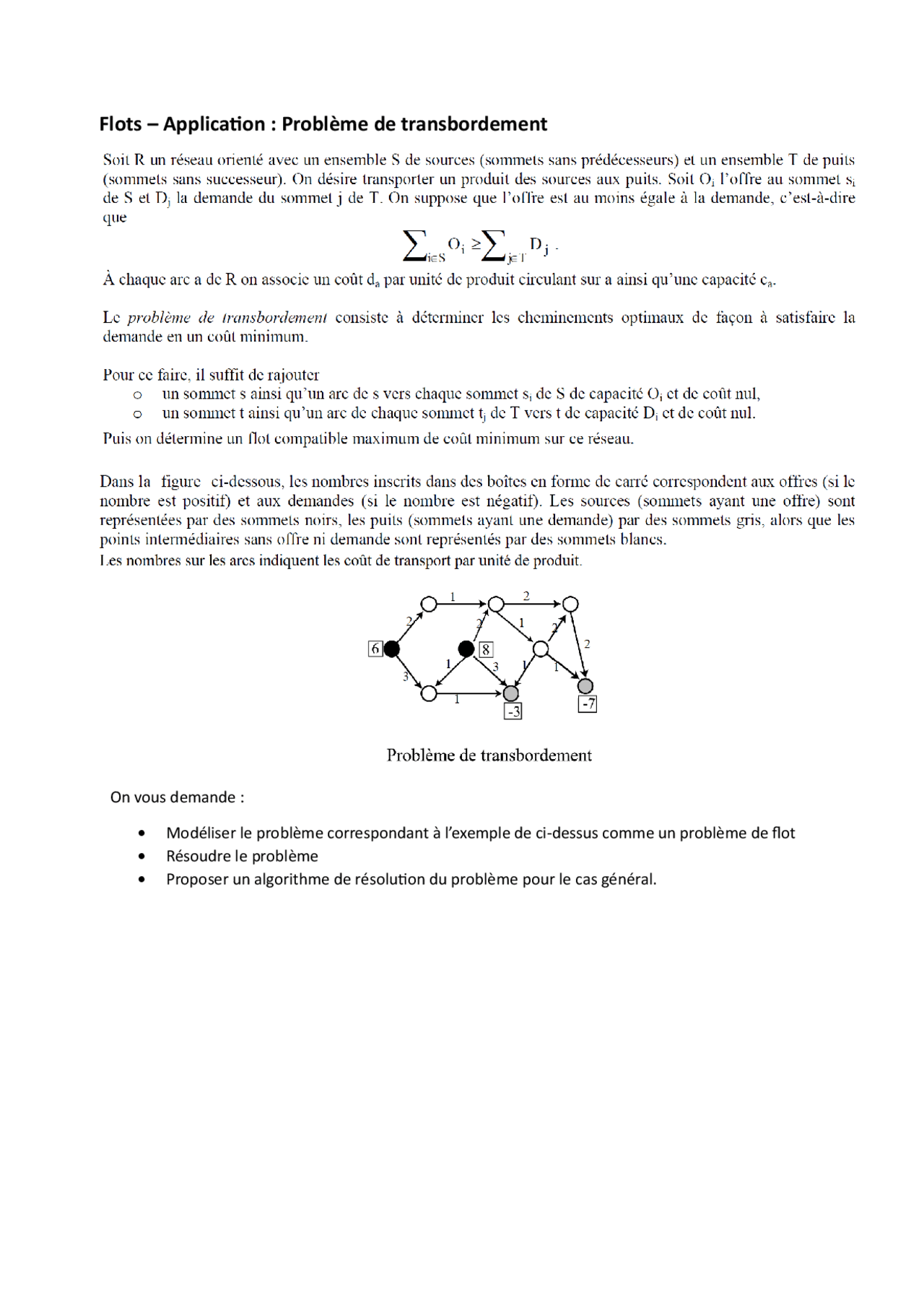 Calcule de flot avec des programmes python | Exercises Computer Graphics | Docsity