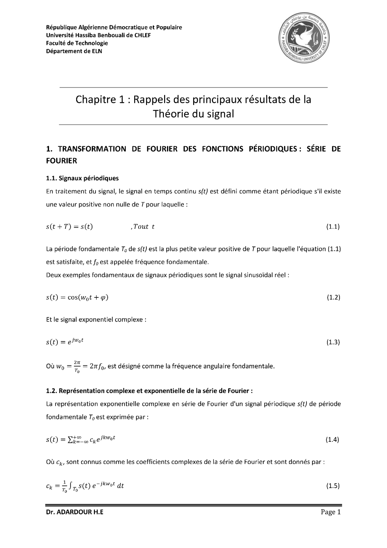 Rappel Des Principaux Resultats De La Theorie Du Signal Cheat Sheet