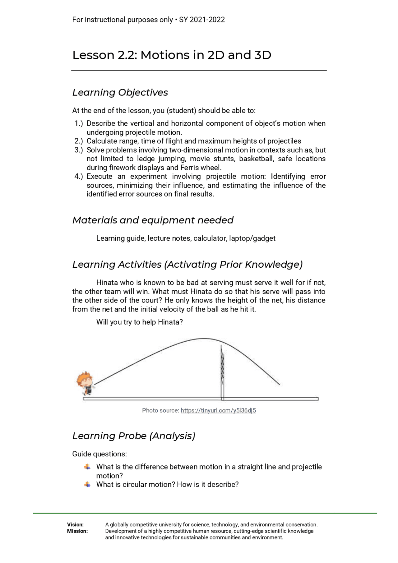 For instructional purposes onlySTEM 12 General Physics 1: Lesson 2.2 ...