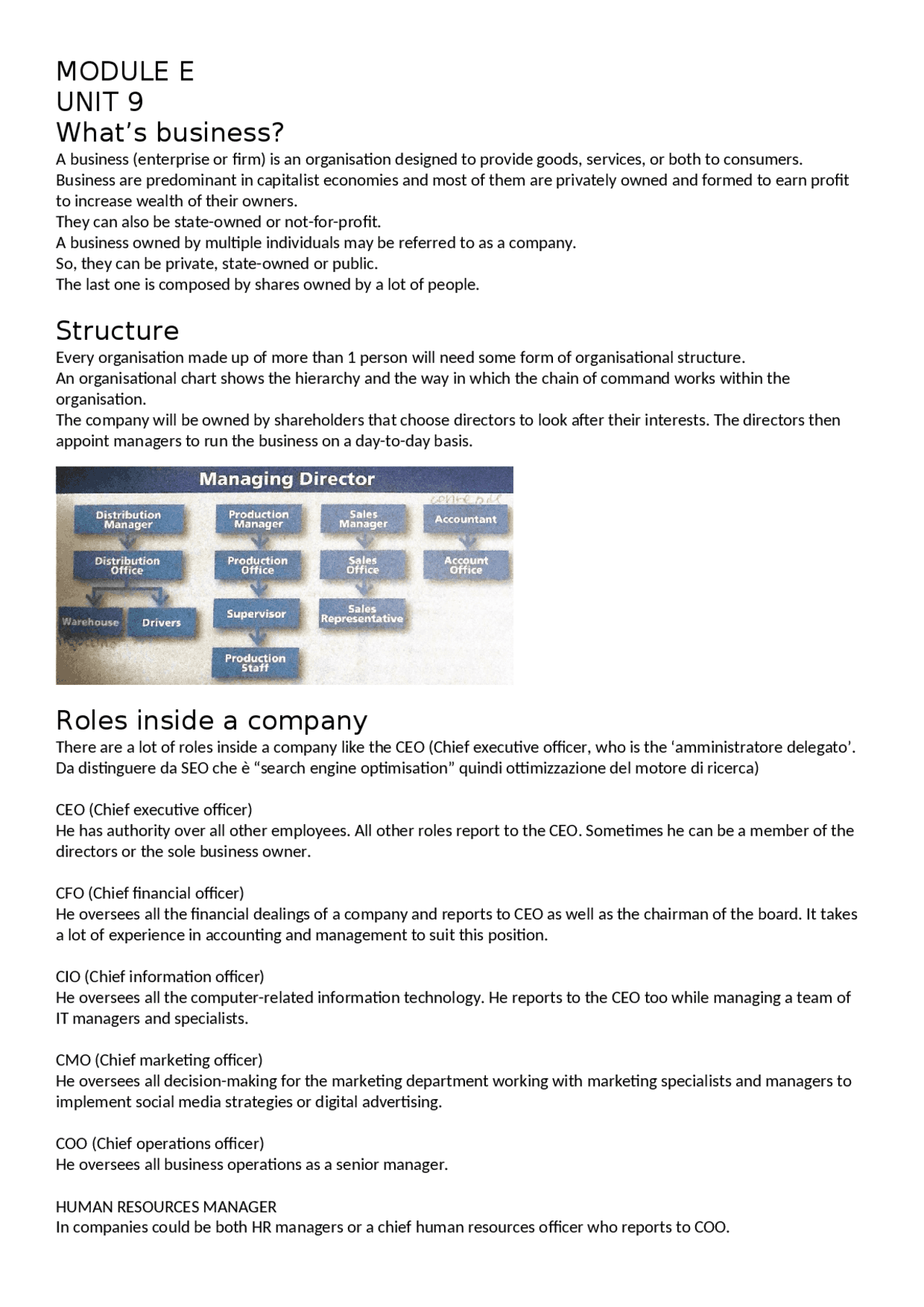 What Is A Business Module E Sintesi Del Corso Di Inglese Docsity