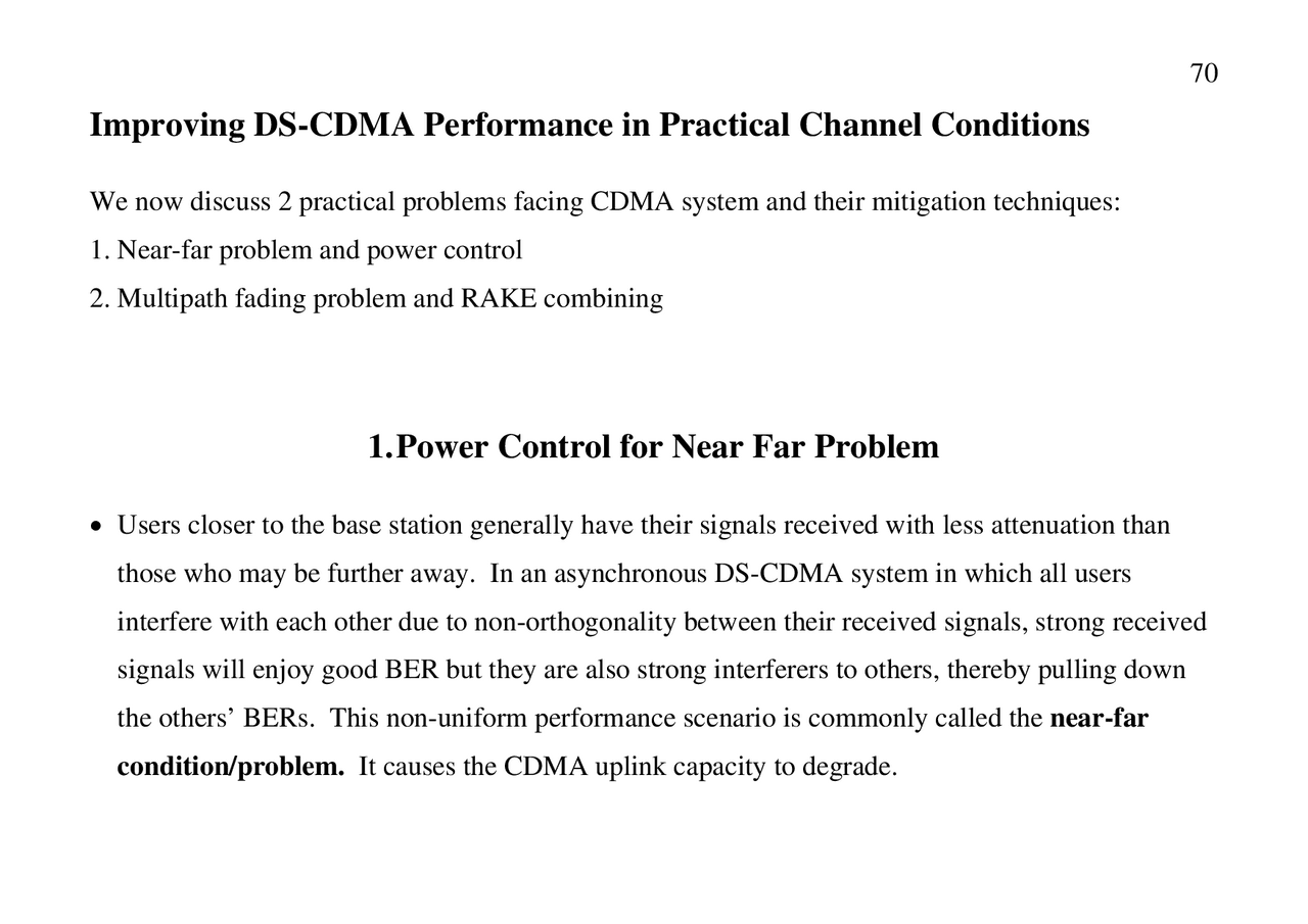 cdma-lecture part 1 introduction | Slides Electrical and Electronics Engineering | Docsity