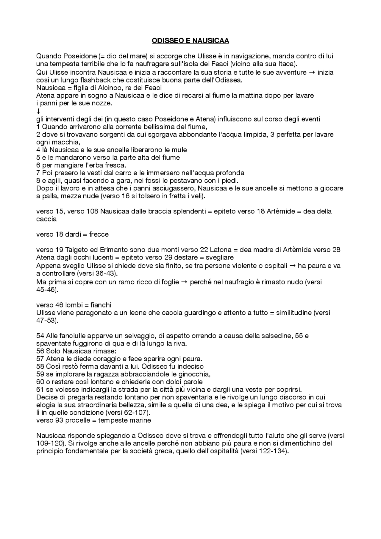 Riassunto Odissea: Odisseo e Nausicaa | Schemi e mappe concettuali di ...