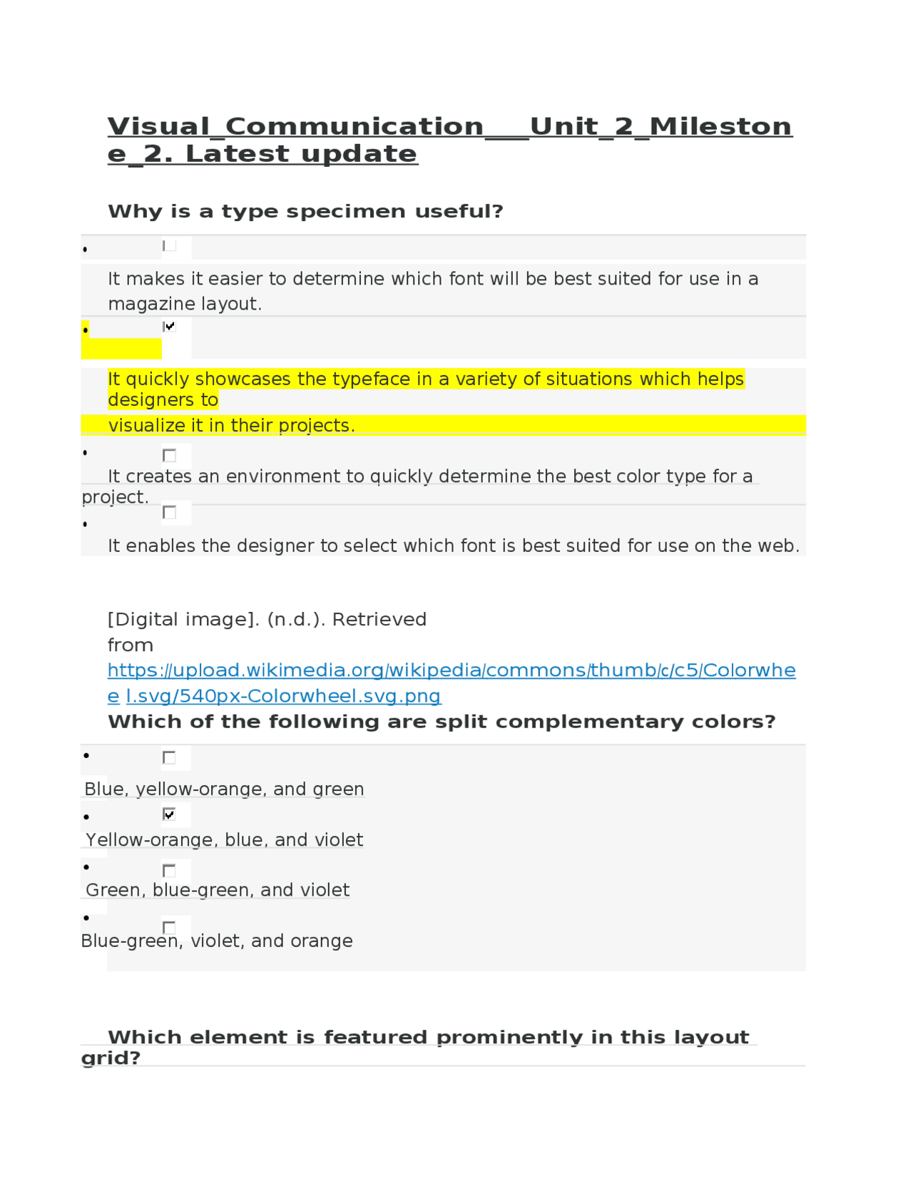 Visual_Communication___Unit_2_Milestone_2. Latest update | Exams ...