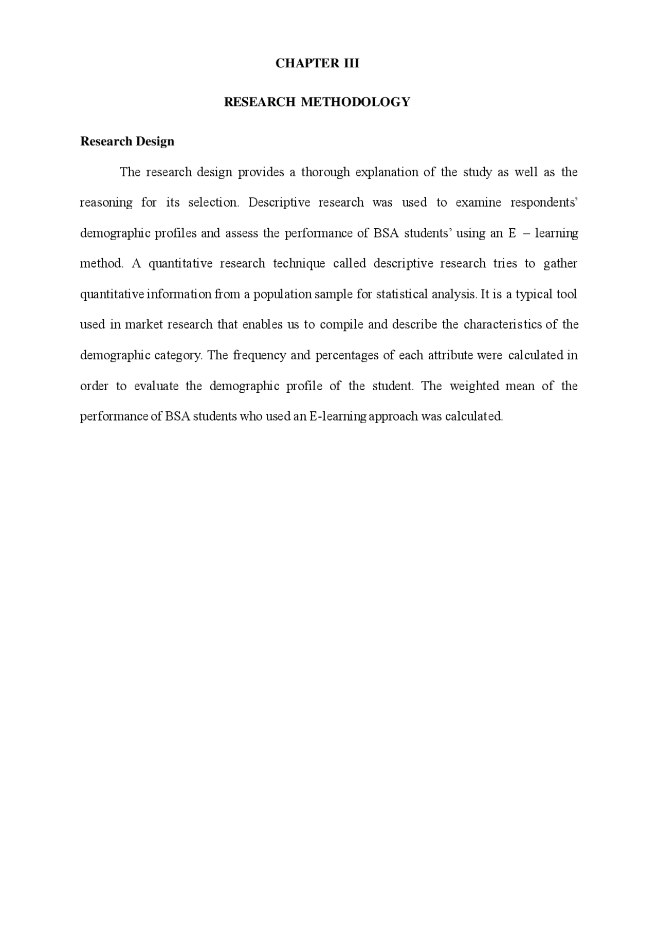 Chapter III of Research | Summaries Business Strategy | Docsity