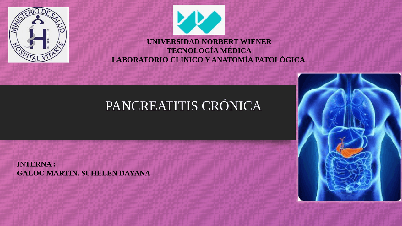 pancreatitis crónica | Diapositivas de Anatomía Patológica | Docsity