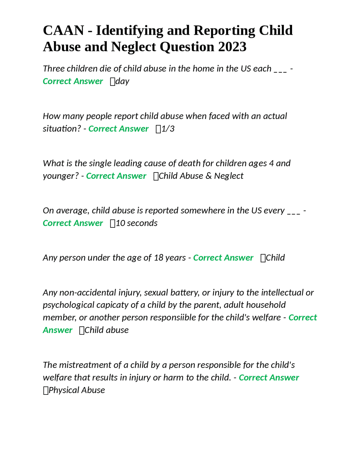 CAAN - Identifying and Reporting Child Abuse and Neglect Question 2023 ...