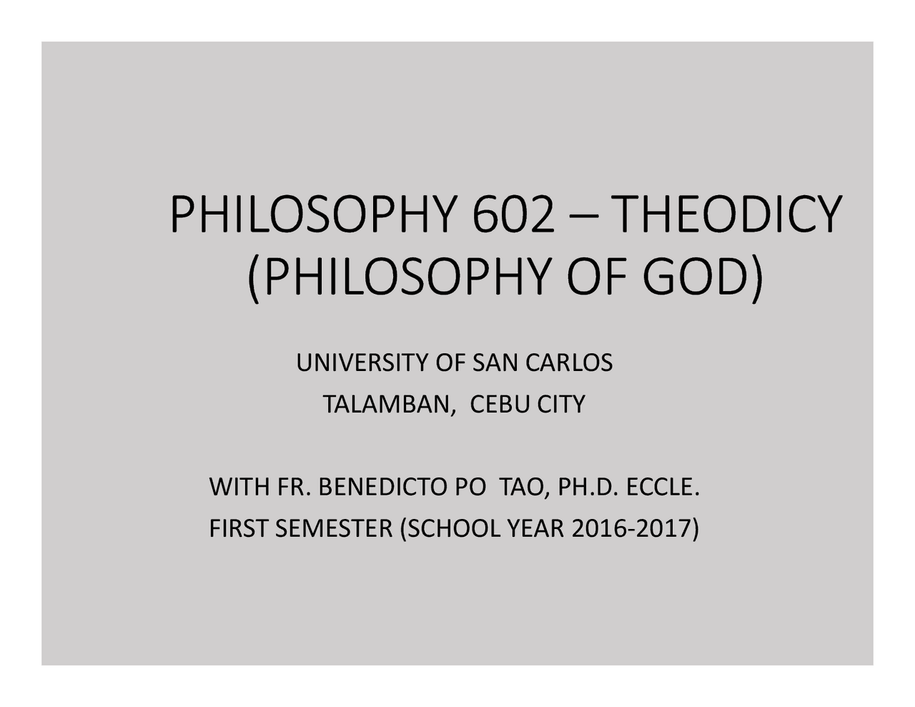 "Theodicy" (Philosophy of God) | Lecture notes Philosophy | Docsity