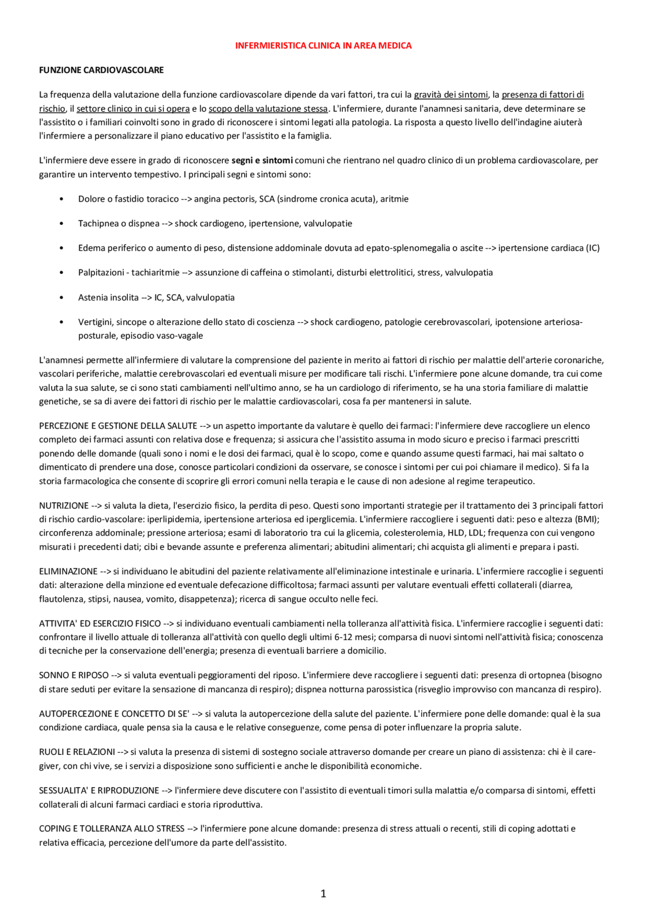 Infermieristica In Area Medica Appunti Di Infermieristica Docsity