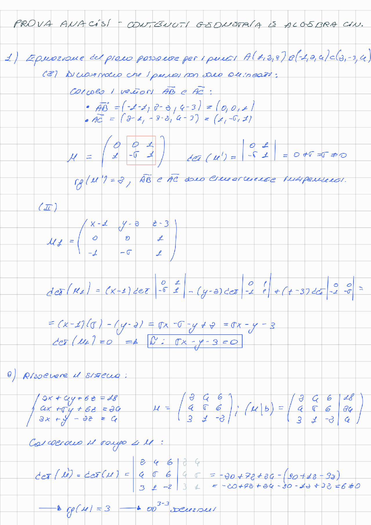 Esercizi svolti esame di analisi matematica prof Frigeri | Esercizi di Algebra Lineare e ...