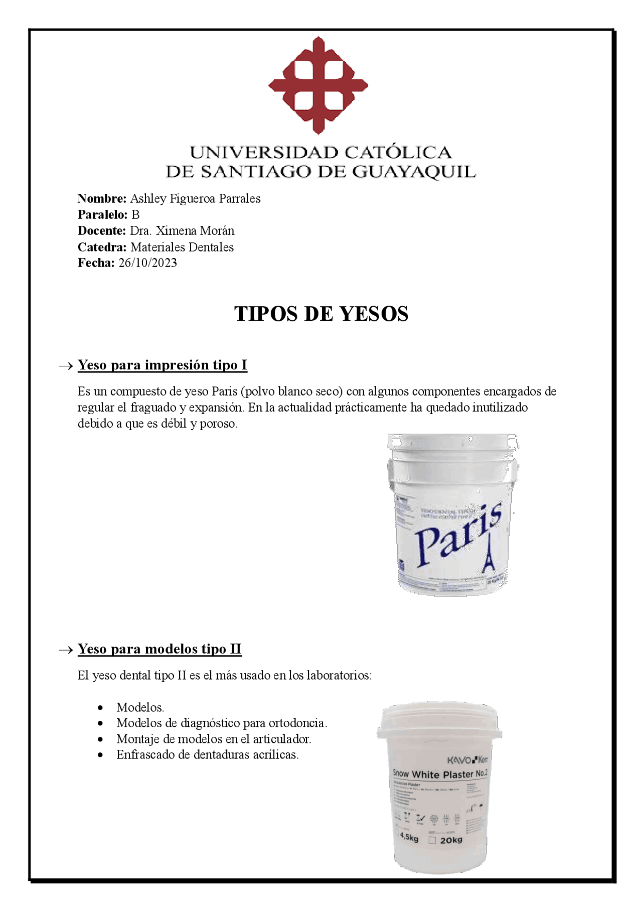 Tipos de Yesos Dentales: Clasificación y Usos | Apuntes de Materiales ...