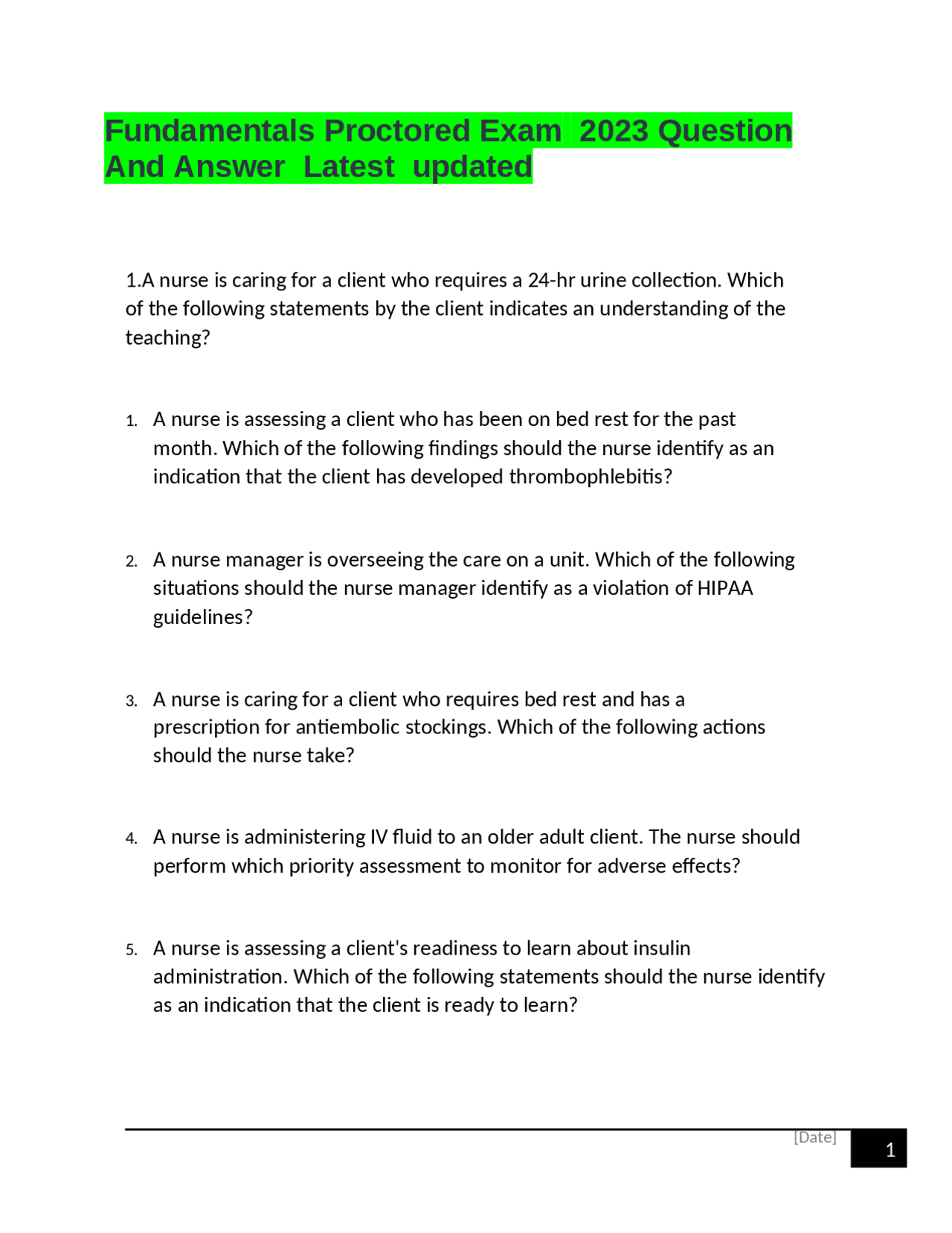 Fundamentals Proctored Exam 2023 Question And Answer Latest updated ...