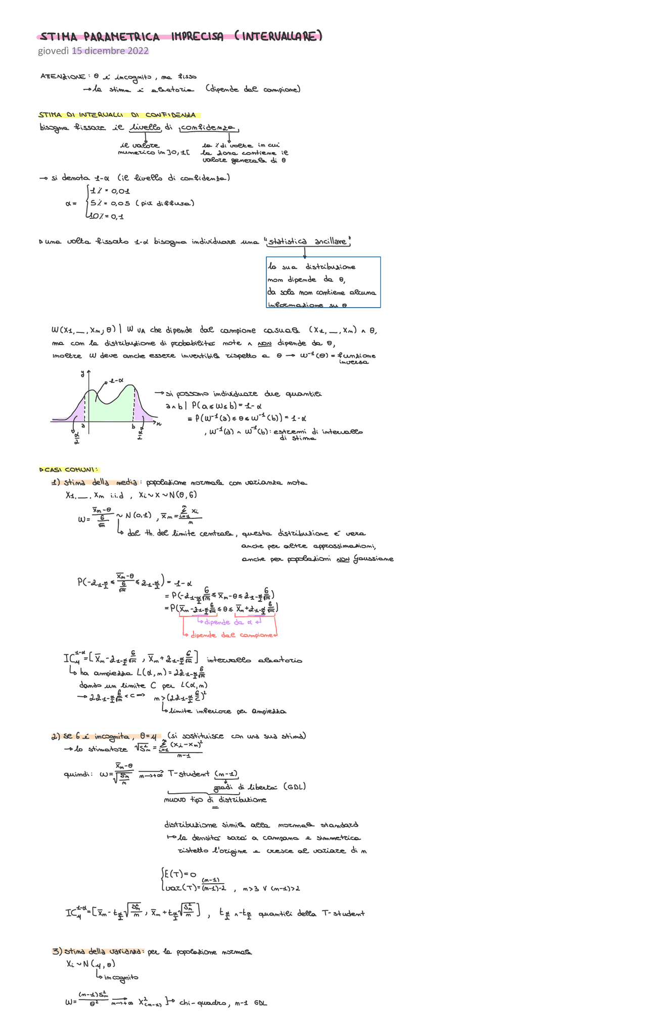 STATISTICA parte 8/9 | Schemi e mappe concettuali di Statistica | Docsity