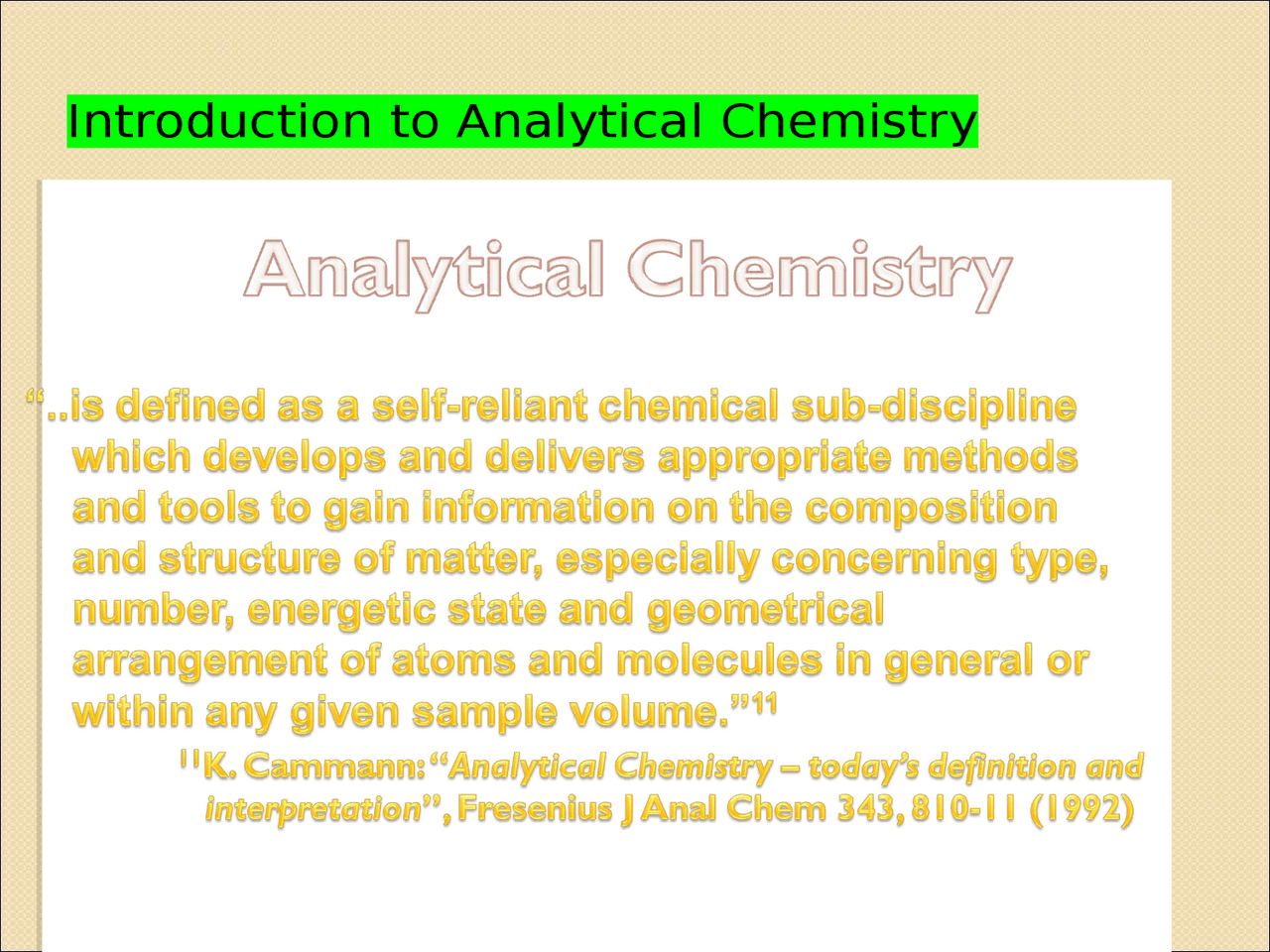 Introduction to Analytical Chemistry | Study Guides, Projects, Research ...