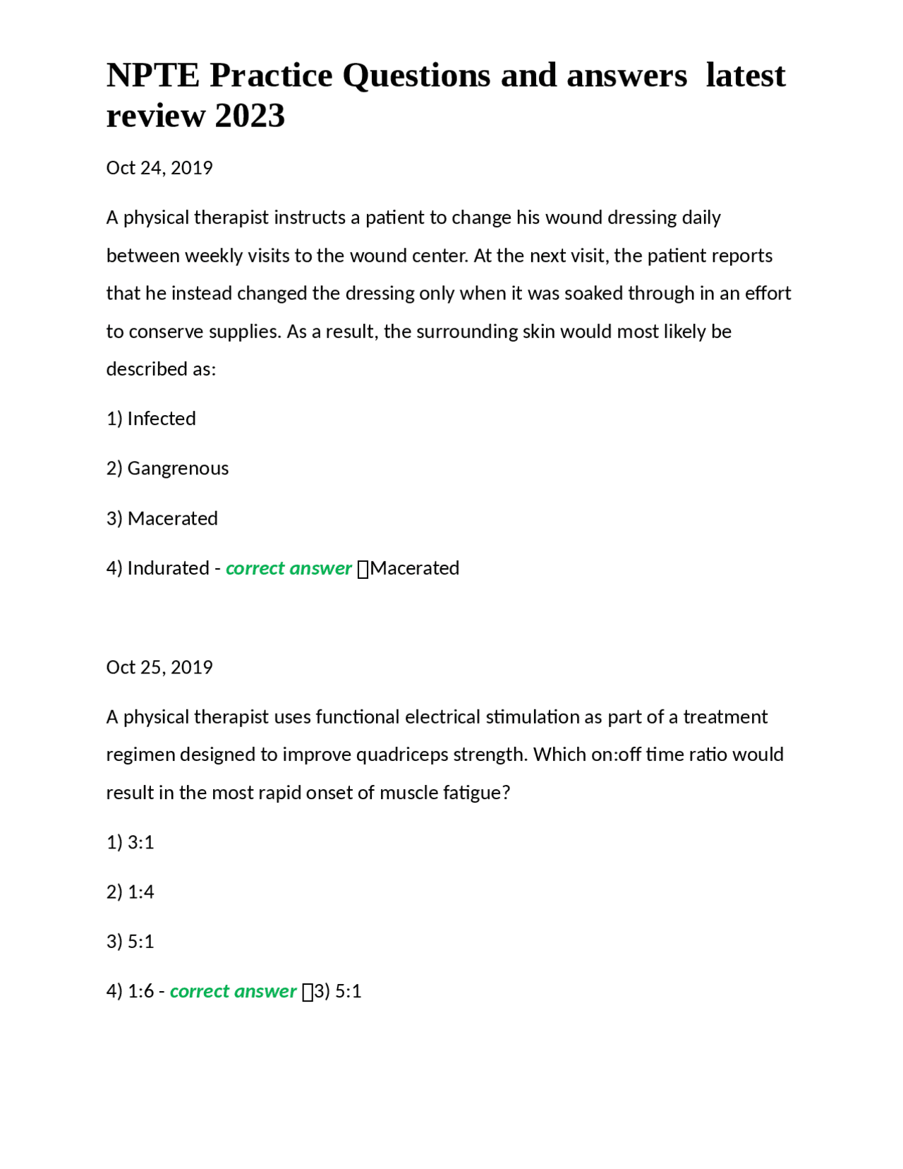 NPTE Practice Questions and answers latest review 2023 | Exams Nursing ...