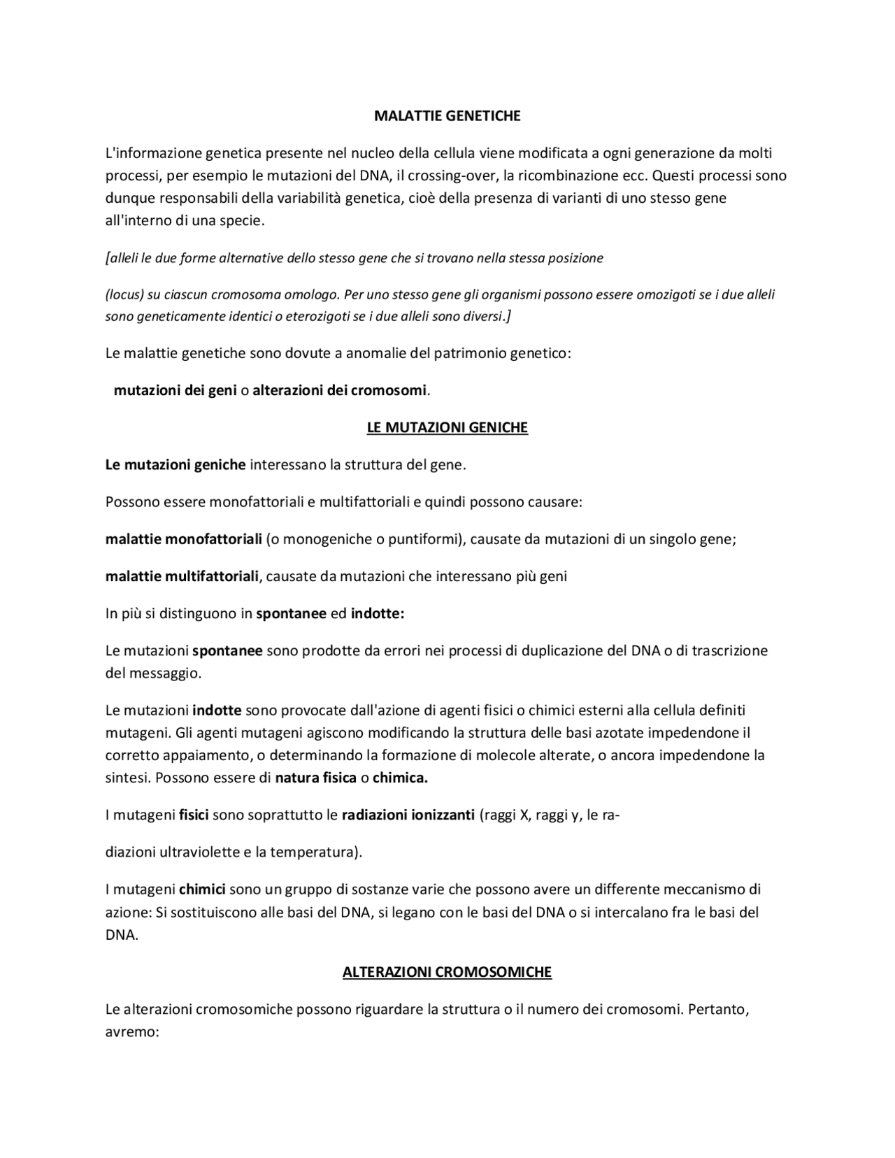 Le Malattie Genetiche Appunti Di Biologia Docsity