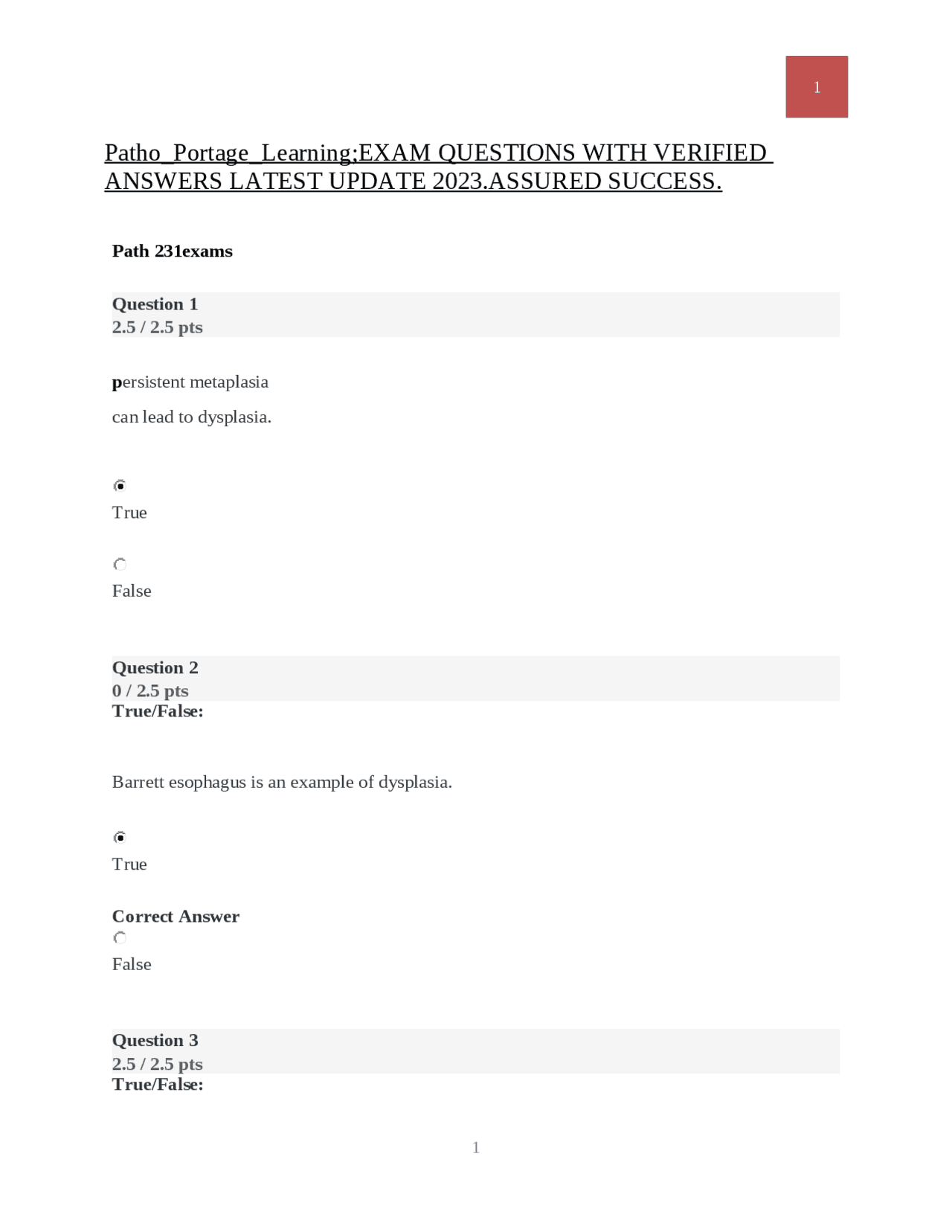 Pathoportagelearningexam Questions With Verified Answers Latest