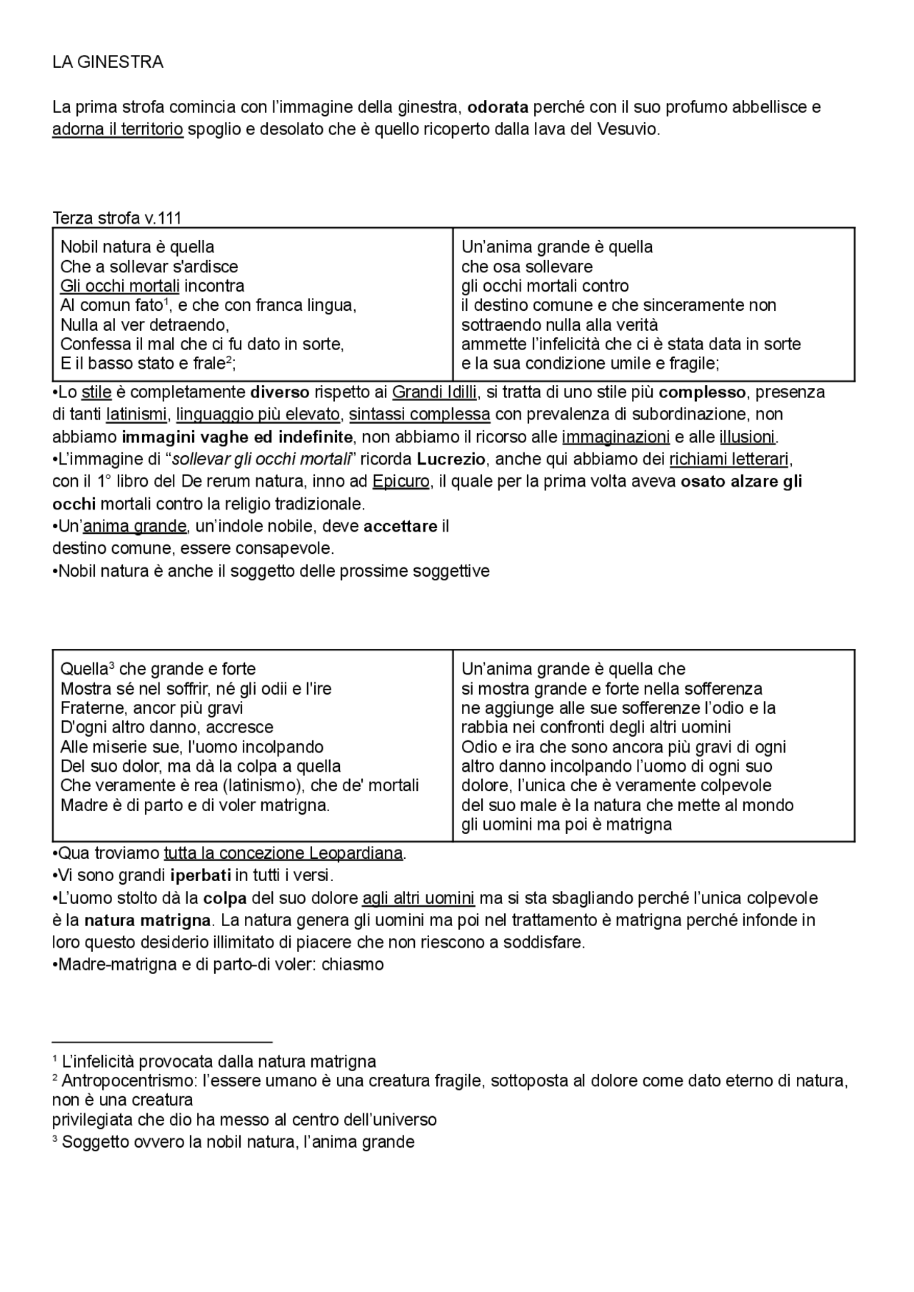 Analisi della poesia La Ginestra di Leopardi | Appunti di Italiano | Docsity